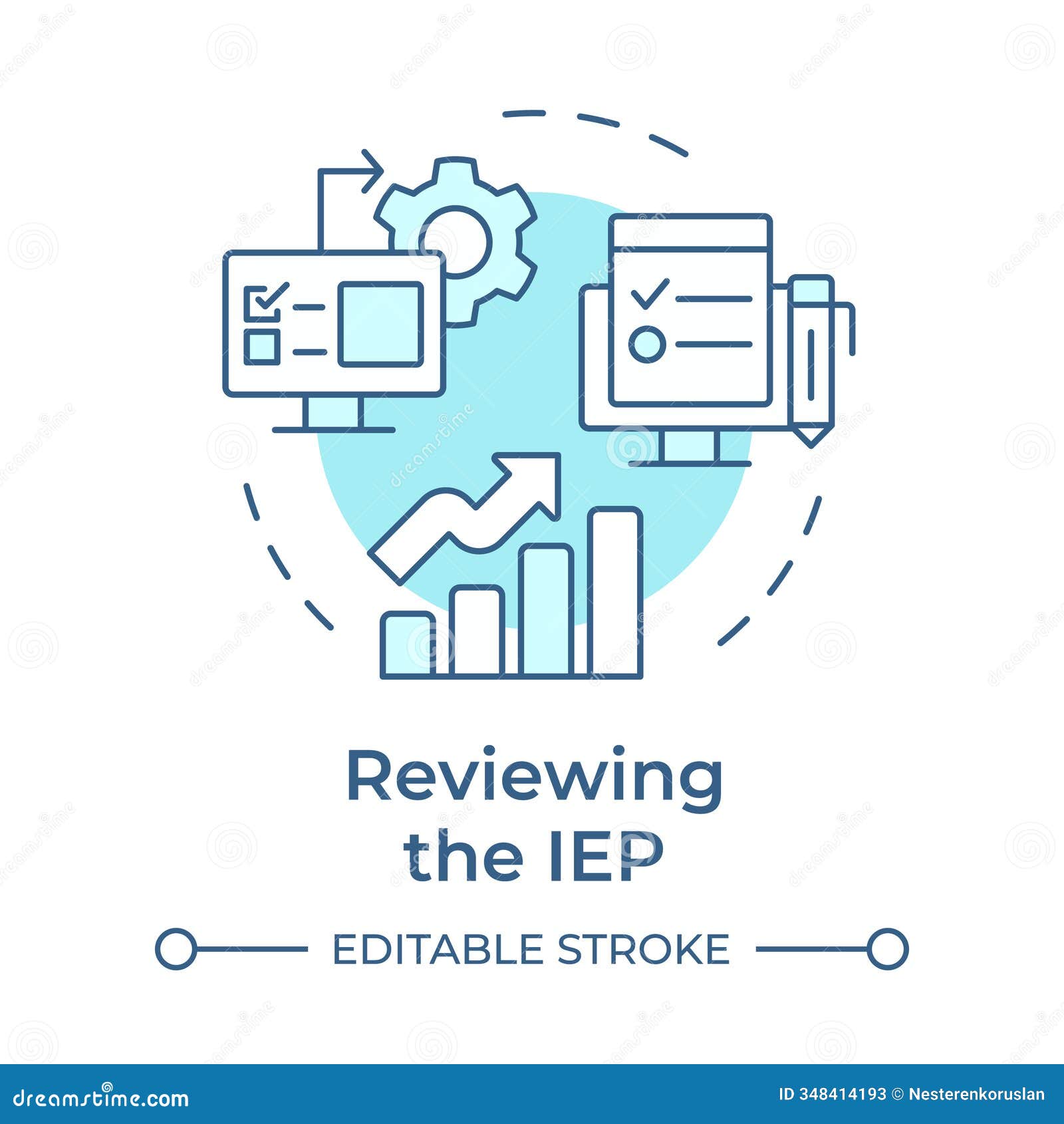Reviewing IEP Soft Blue Concept Icon Stock Illustration - Illustration ...