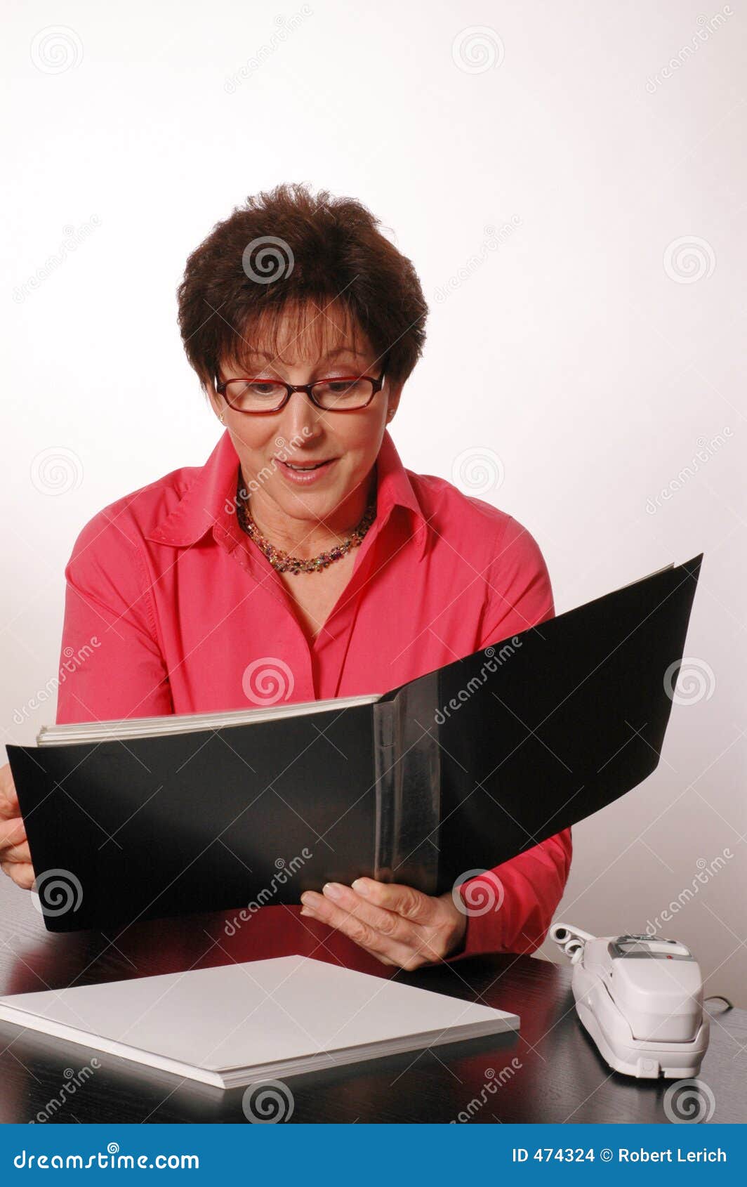 Reviewing the Portfolio Female Executive Stock Photo - Image of aged ...