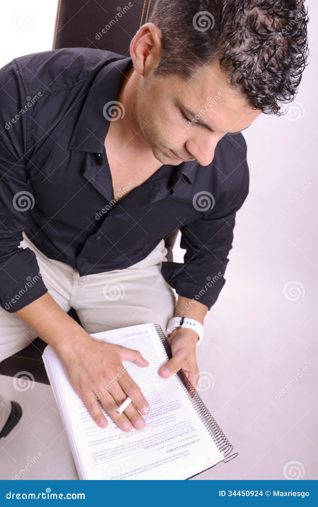 Reviewing text stock photo. Image of notebook, reading - 34450924