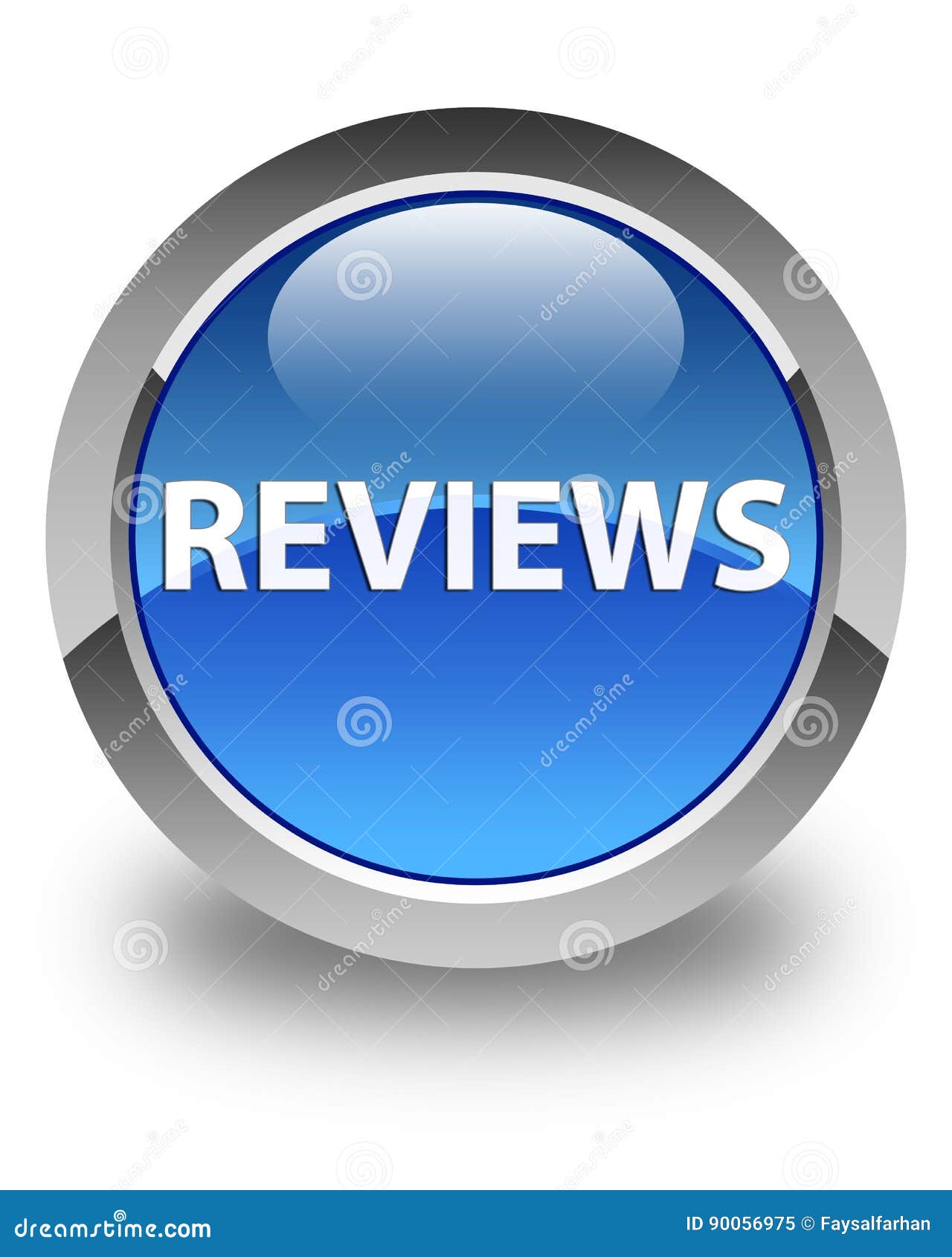 Reviews Glossy Blue Round Button Stock Illustration - Illustration of ...