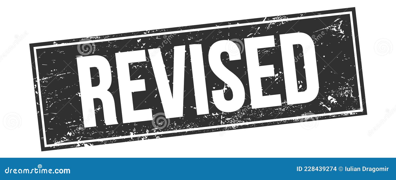 REVISED Text on Black Grungy Rectangle Stamp Stock Illustration ...