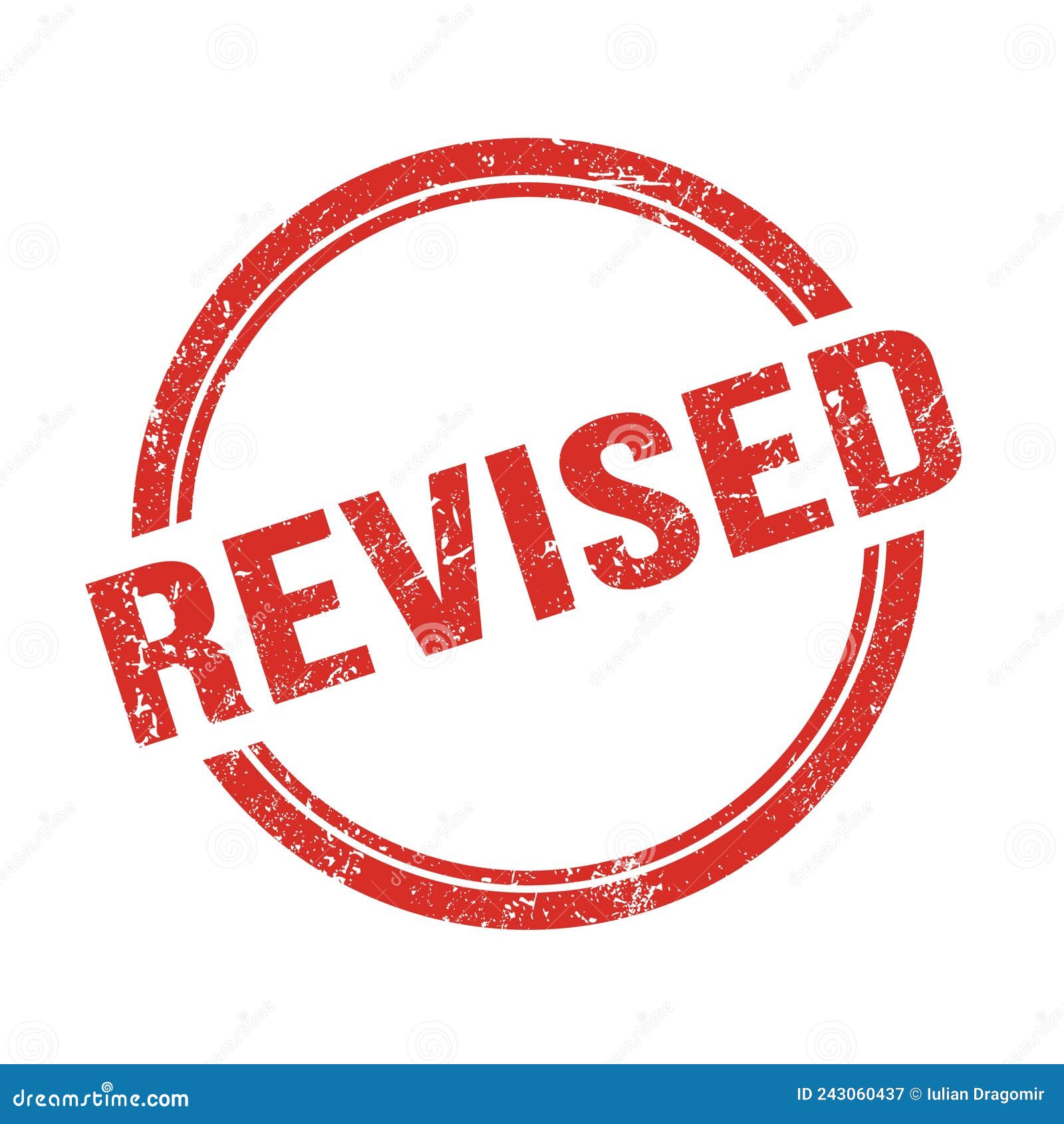 REVISED Text Written on Red Grungy Round Stamp Stock Illustration ...