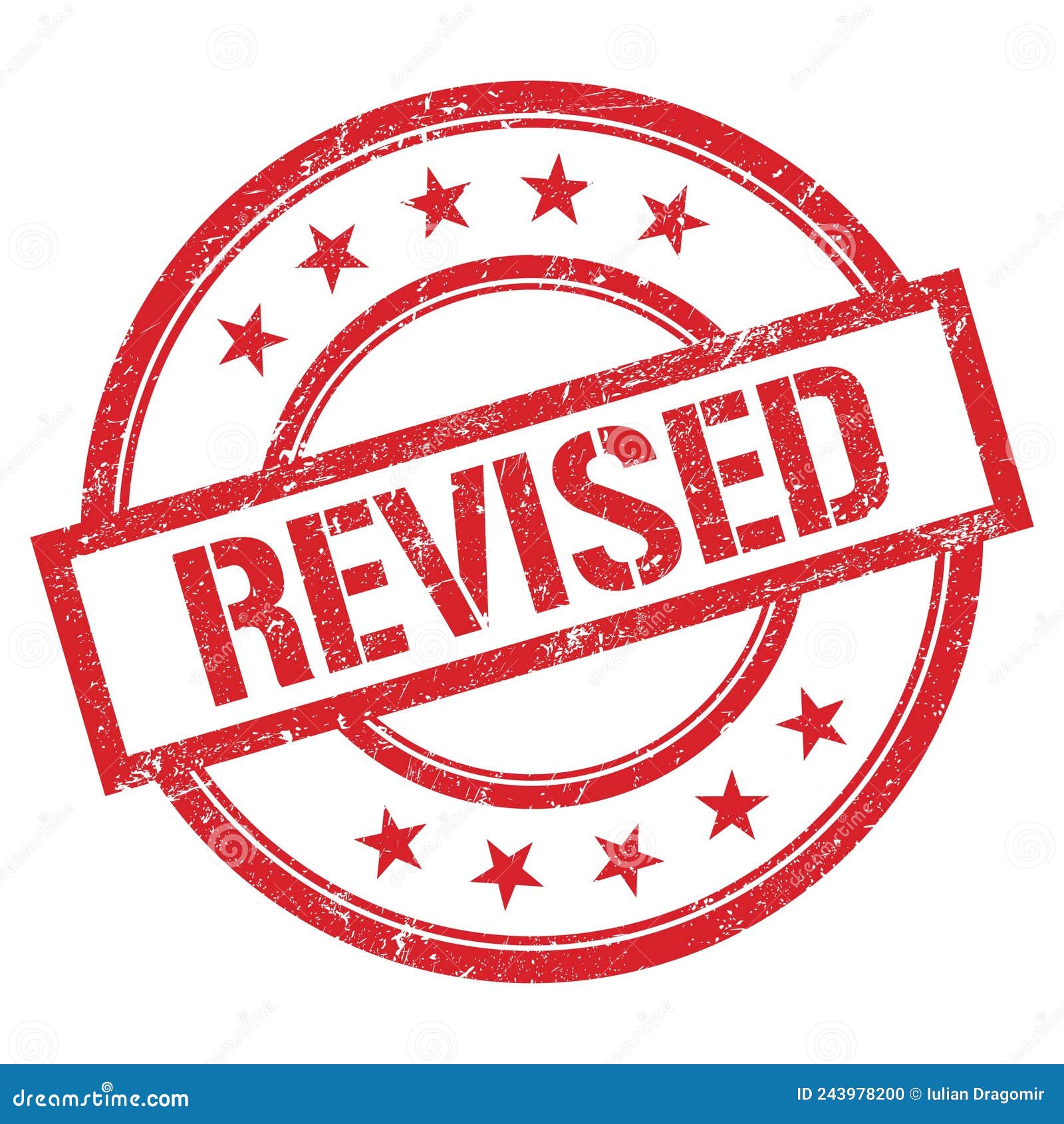 REVISED Text Written on Red Vintage Stamp Stock Illustration ...