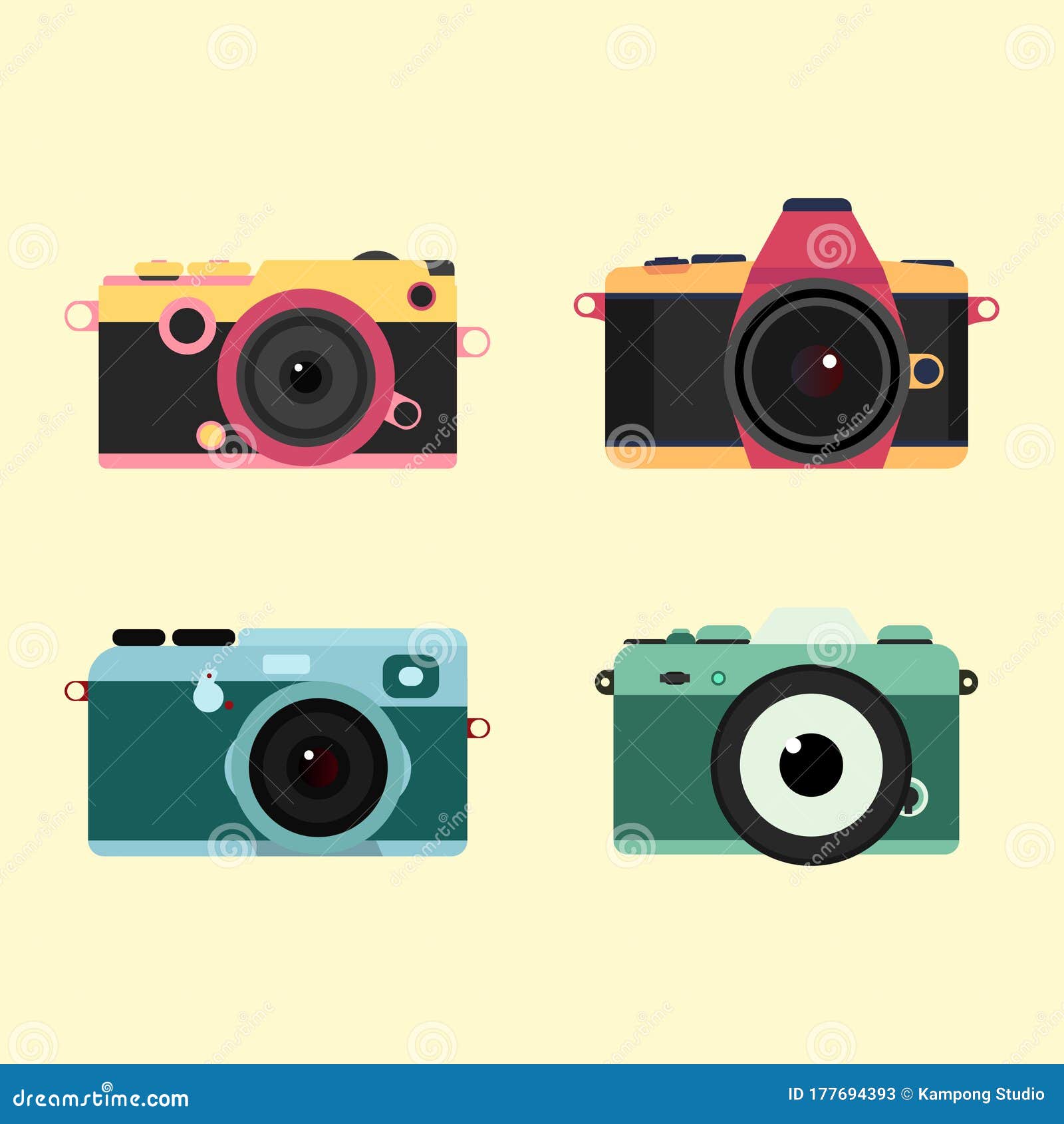 Amazing Simple Flat Camera Illustration Set Vector Stock Vector ...