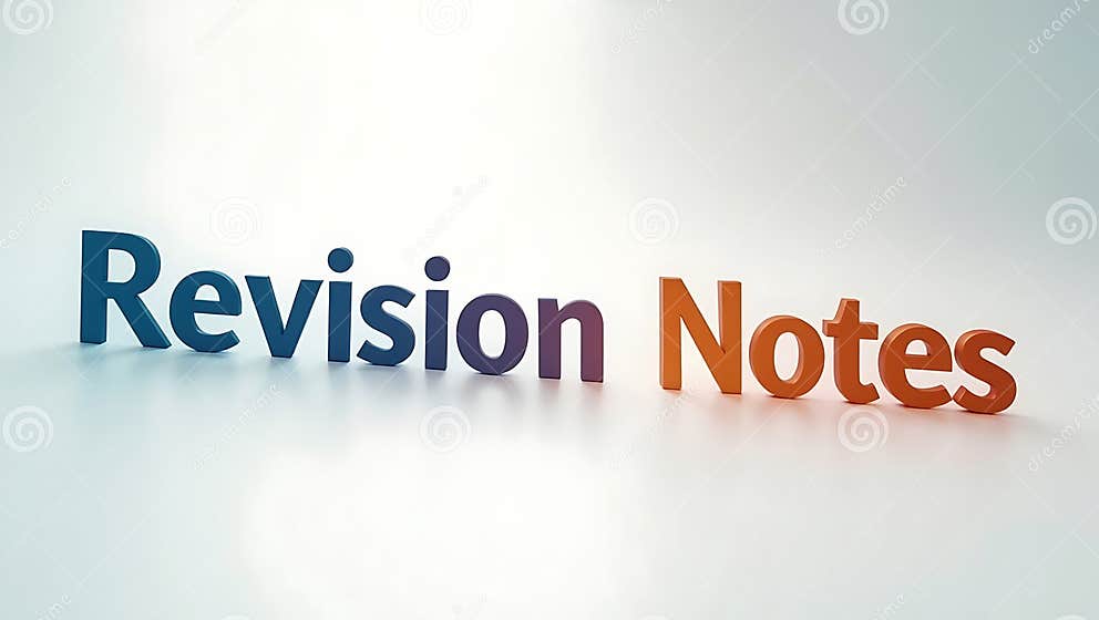 Revision Notes in Colorful Letters Against a Light Backdrop Stock ...
