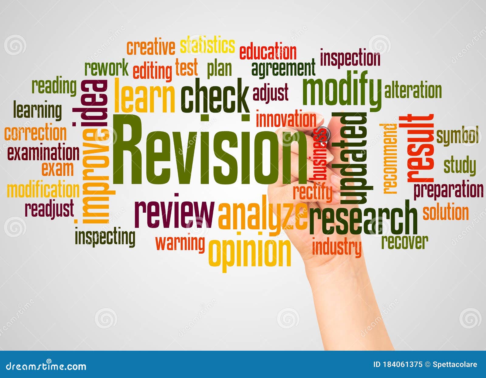 Revision Word Cloud and Hand with Marker Concept Stock Illustration ...