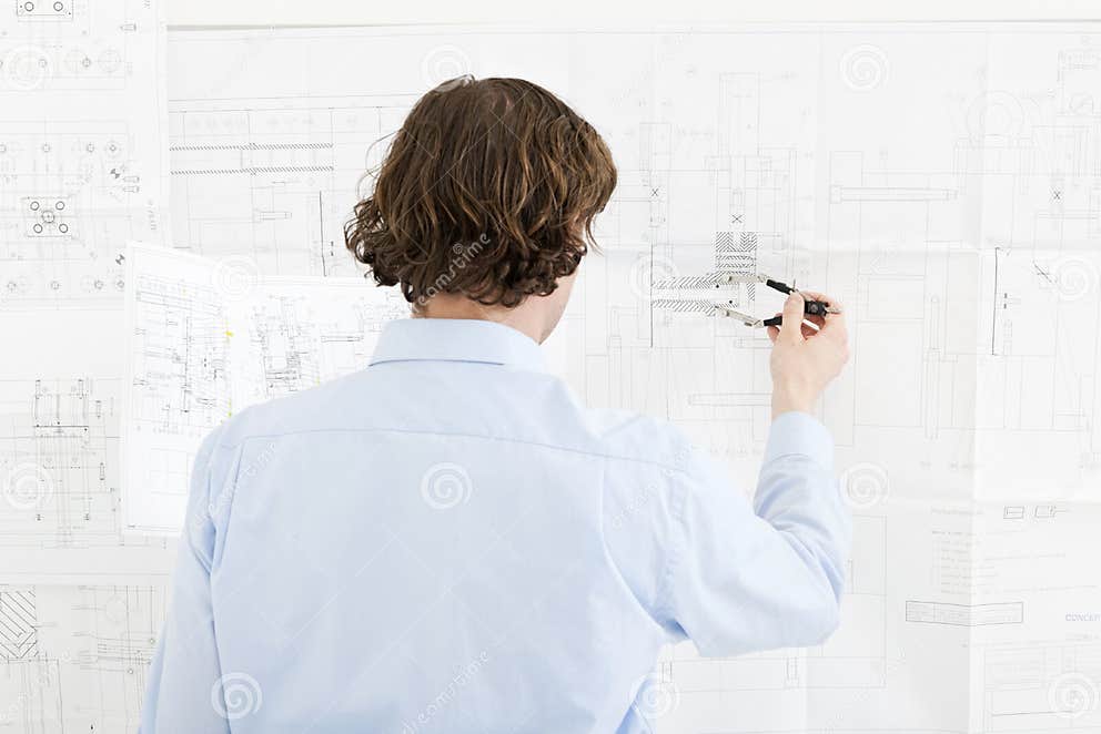 Revisions of a Technical Drawing Stock Image - Image of expert ...