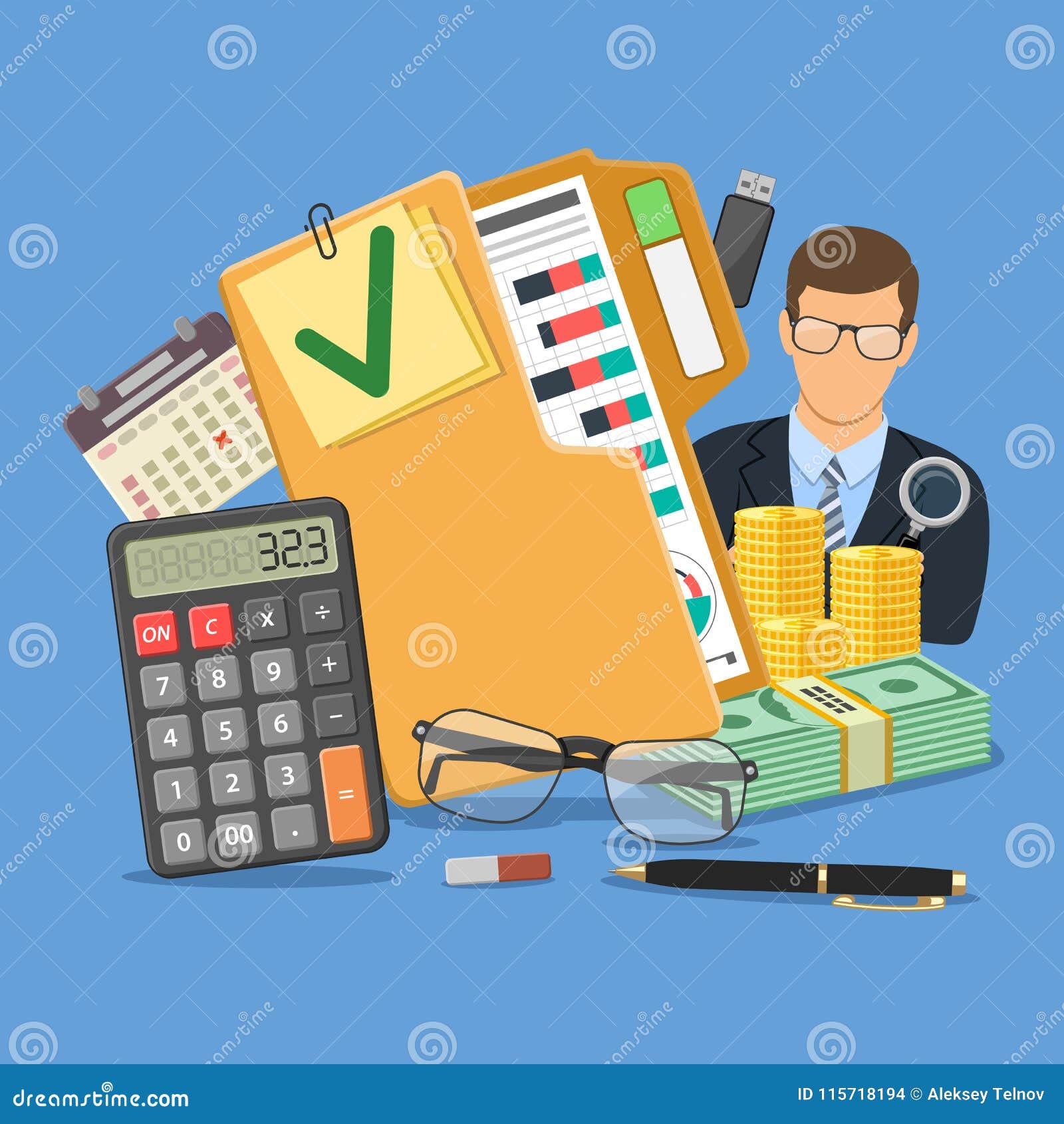 Revisor- Och Redovisningsbegrepp Vektor Illustrationer - Illustration ...