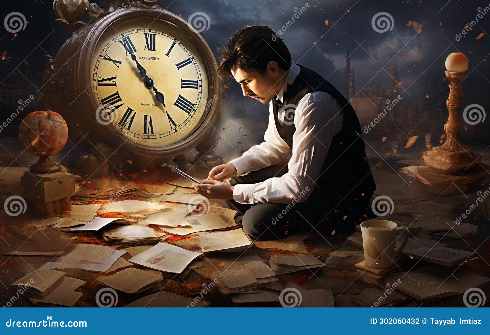 Revive 1880s Inspiration Time-Logging Poster on Generative Ai. Stock ...