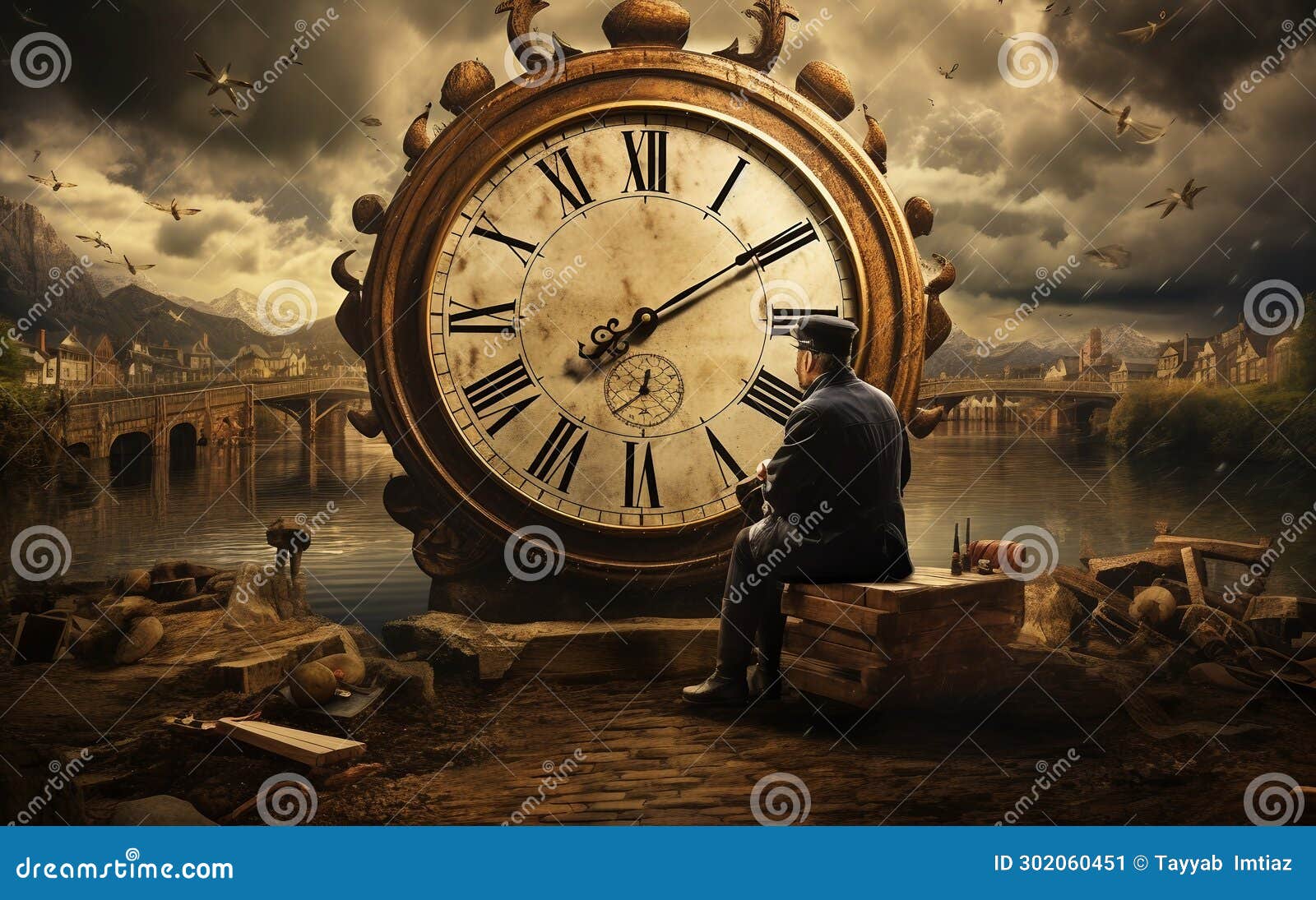 Revive 1880s Inspiration Time-Logging Poster on Generative Ai. Stock ...