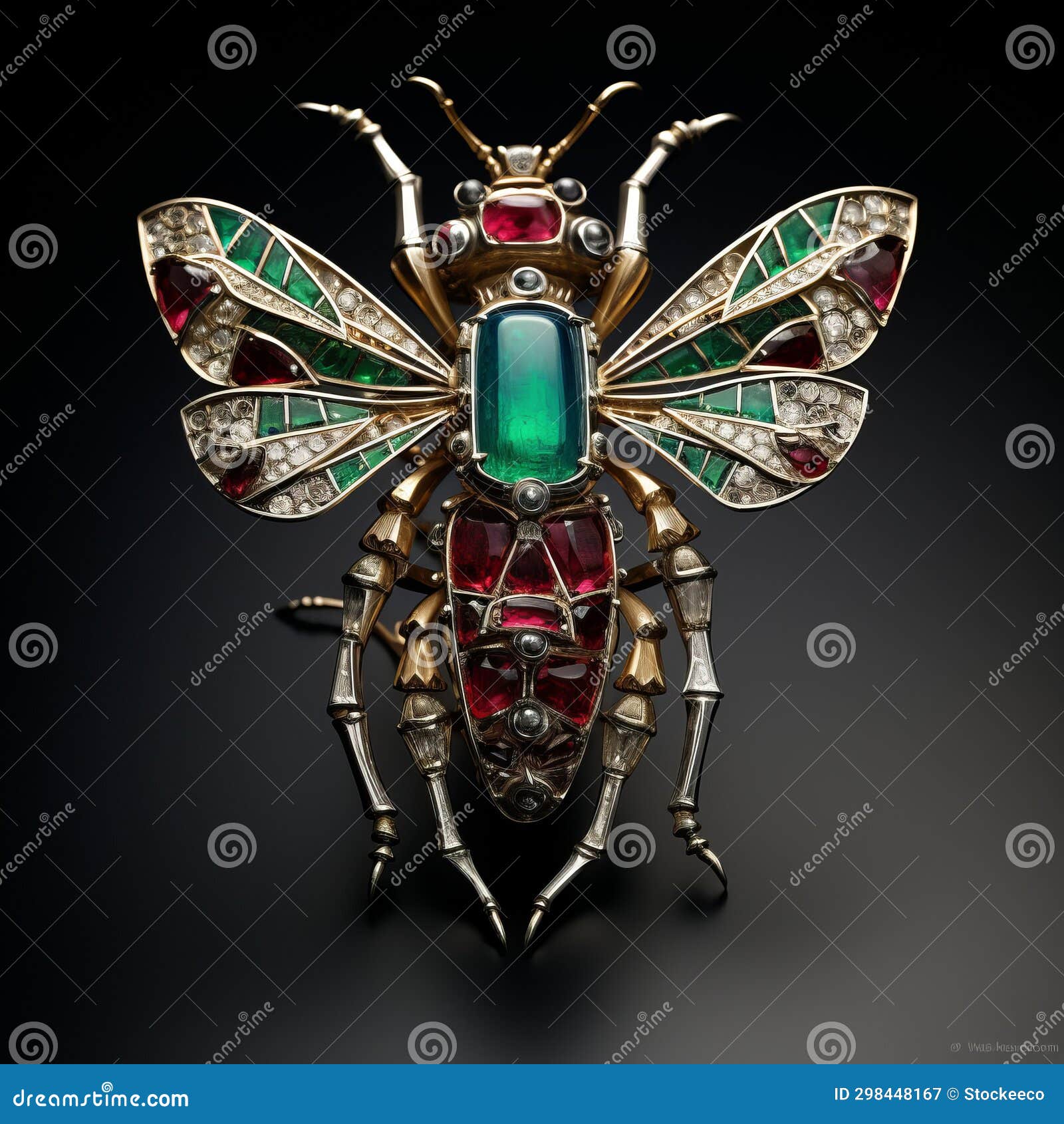 Revived Historic Art: Emerald and Ruby Bee Brooch with Trompe-l Oeil ...