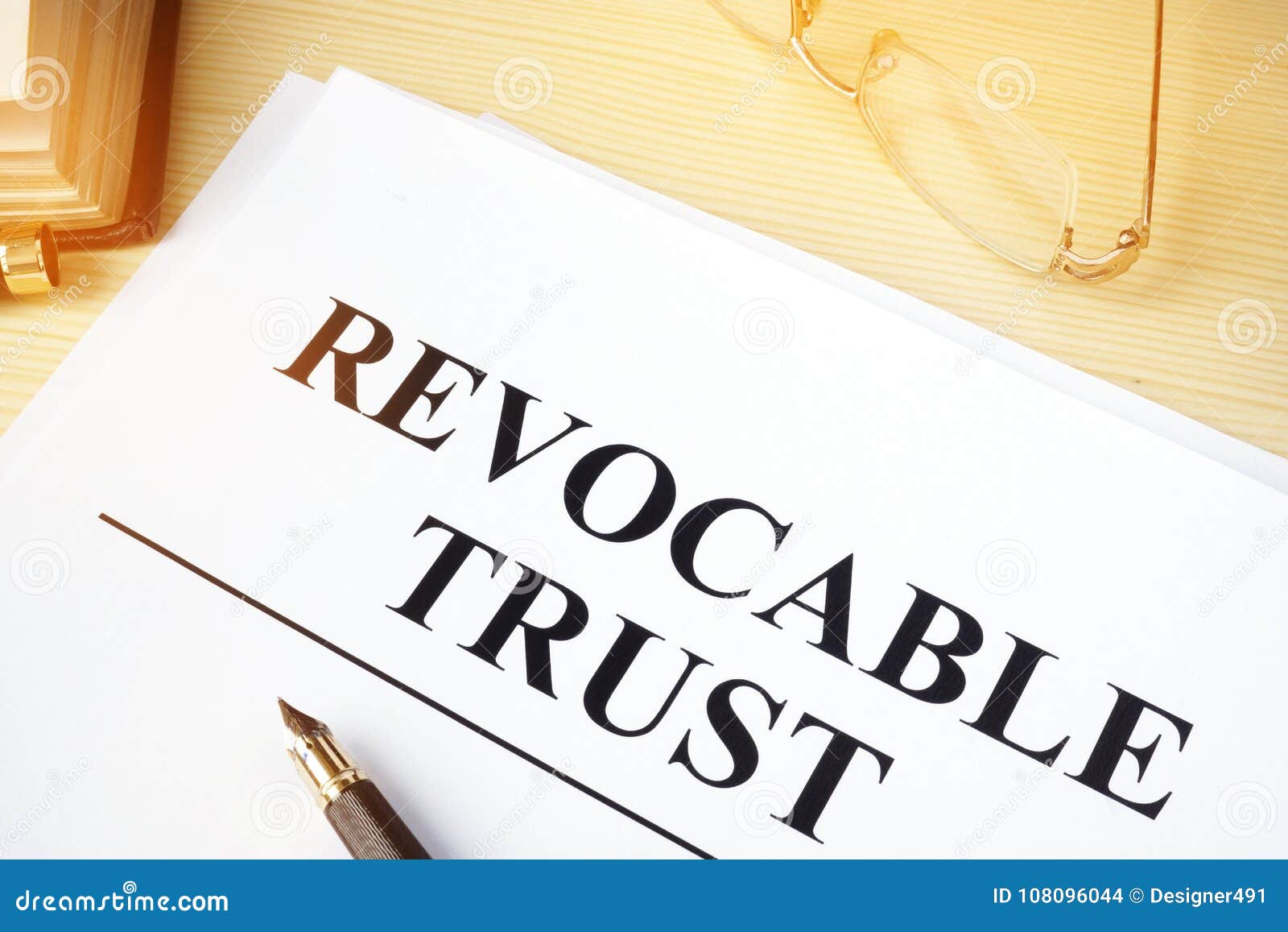 Revocable trust on a desk. stock photo. Image of desk - 108096044