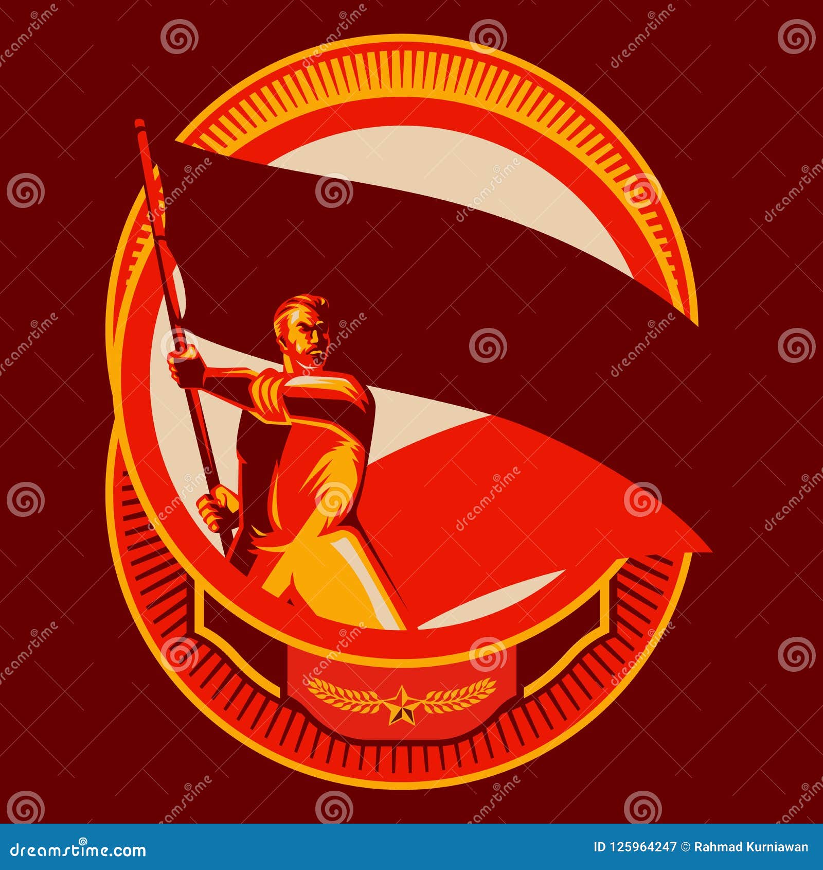 Revolution Badge Man Holding Blank Flag Vector Illustration Stock ... Revolution Badge Man Holding Blank Flag Vector Illustration Stock ...