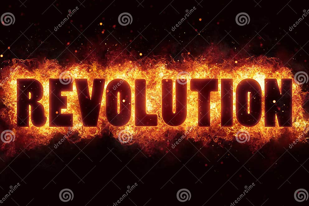 Revolution Fire Text Flame Flames Burn Burning Hot Explosion Stock ...