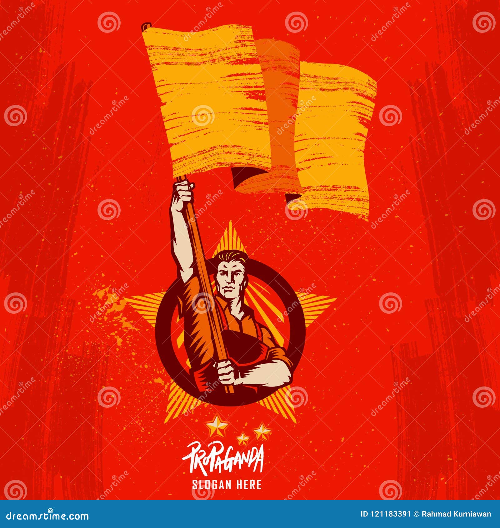 Revolution Raising The Flag Poster Propaganda Background Style. Vector ...
