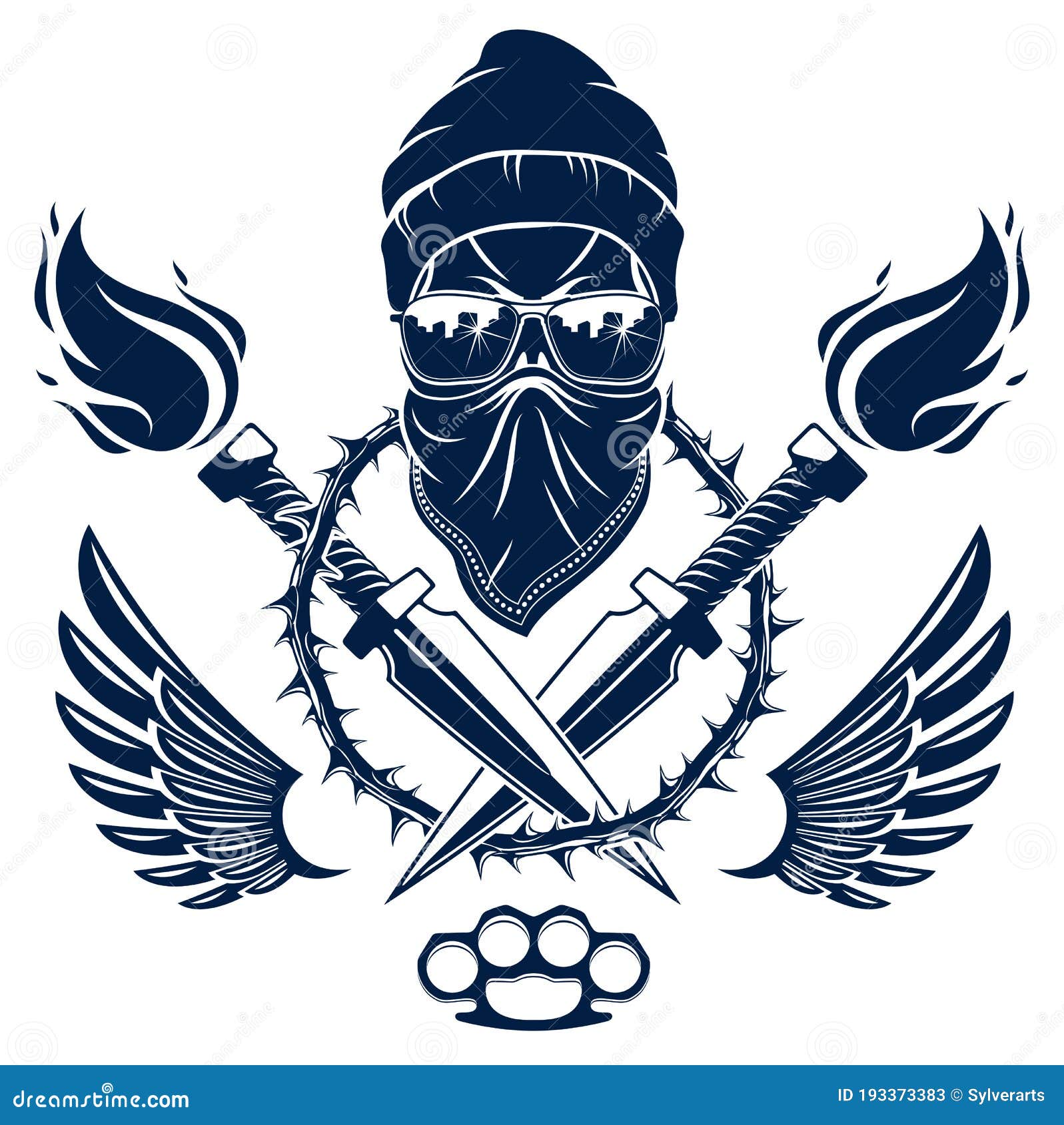 Revolution and Riot Wicked Emblem or Logo with Aggressive Skull ...