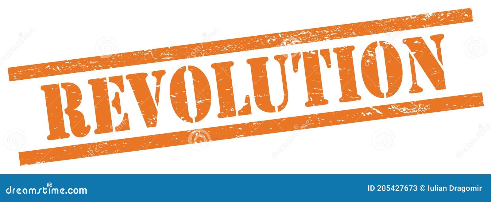REVOLUTION Text on Orange Grungy Rectangle Stamp Stock Illustration ...