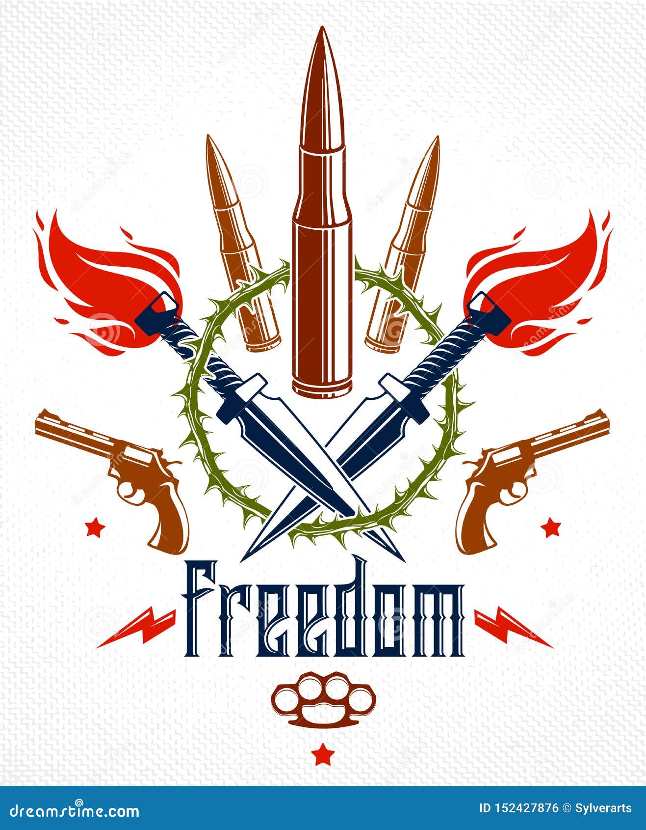 Revolution and War Vector Emblem with Bullets and Guns, Logo or Tattoo ...