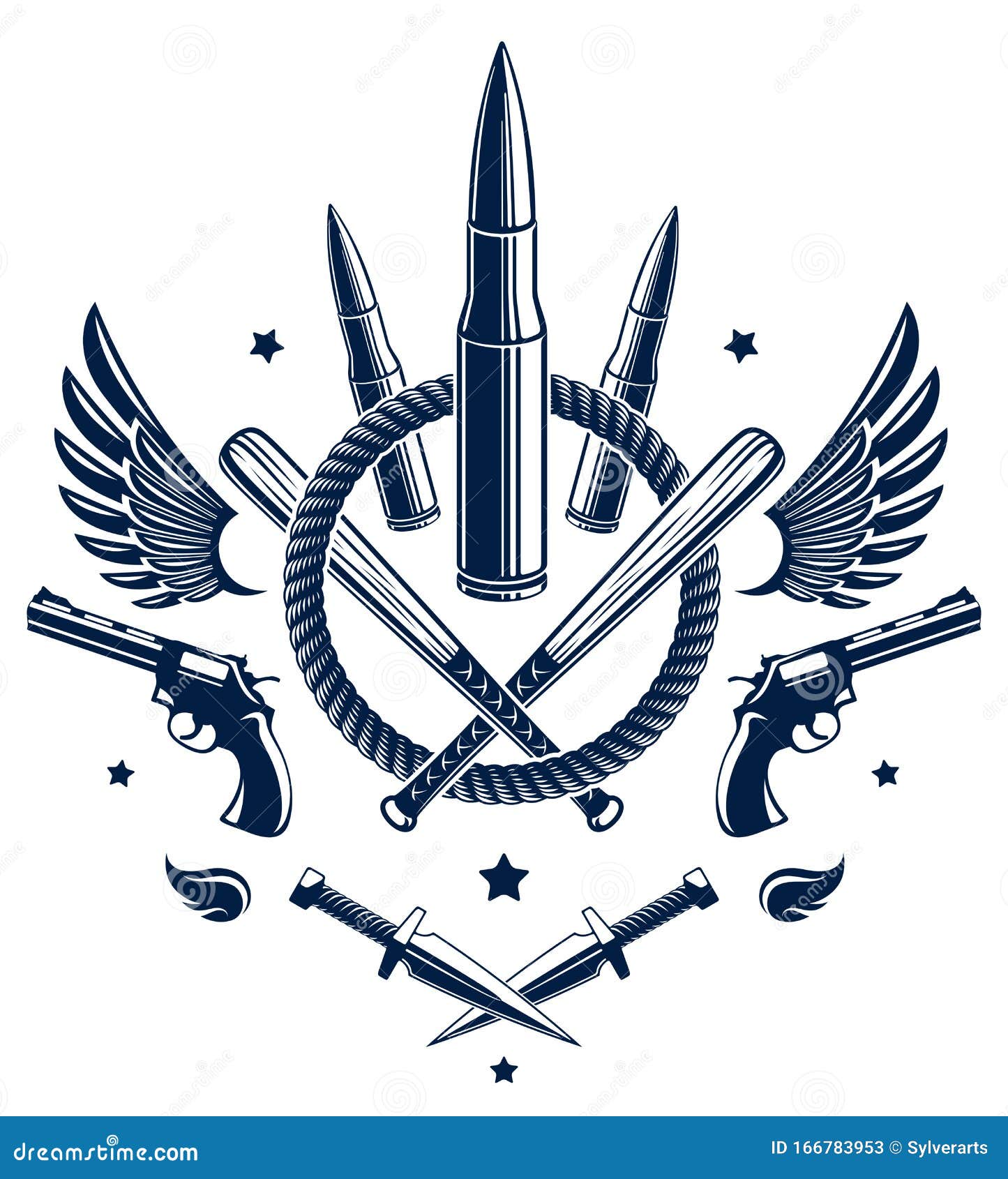 Bullets And Guns Vector Emblem Of Revolution And War, Logo Or Tattoo ...