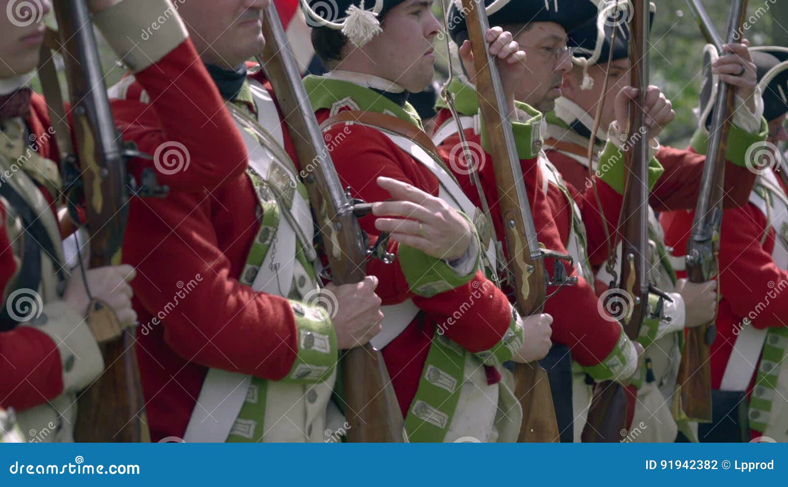 Revolutionary War British Troops Shoulder Muskets Stock Footage - Video ...