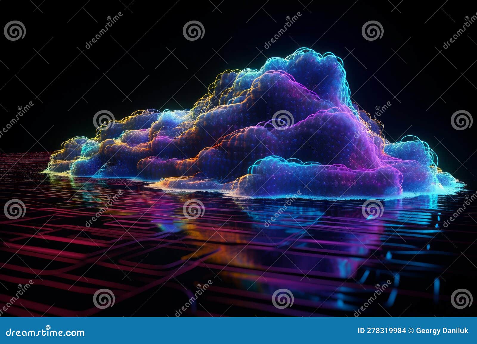 Revolutionizing Data Usage: Neon Cloud Computing in 3D Stock ...