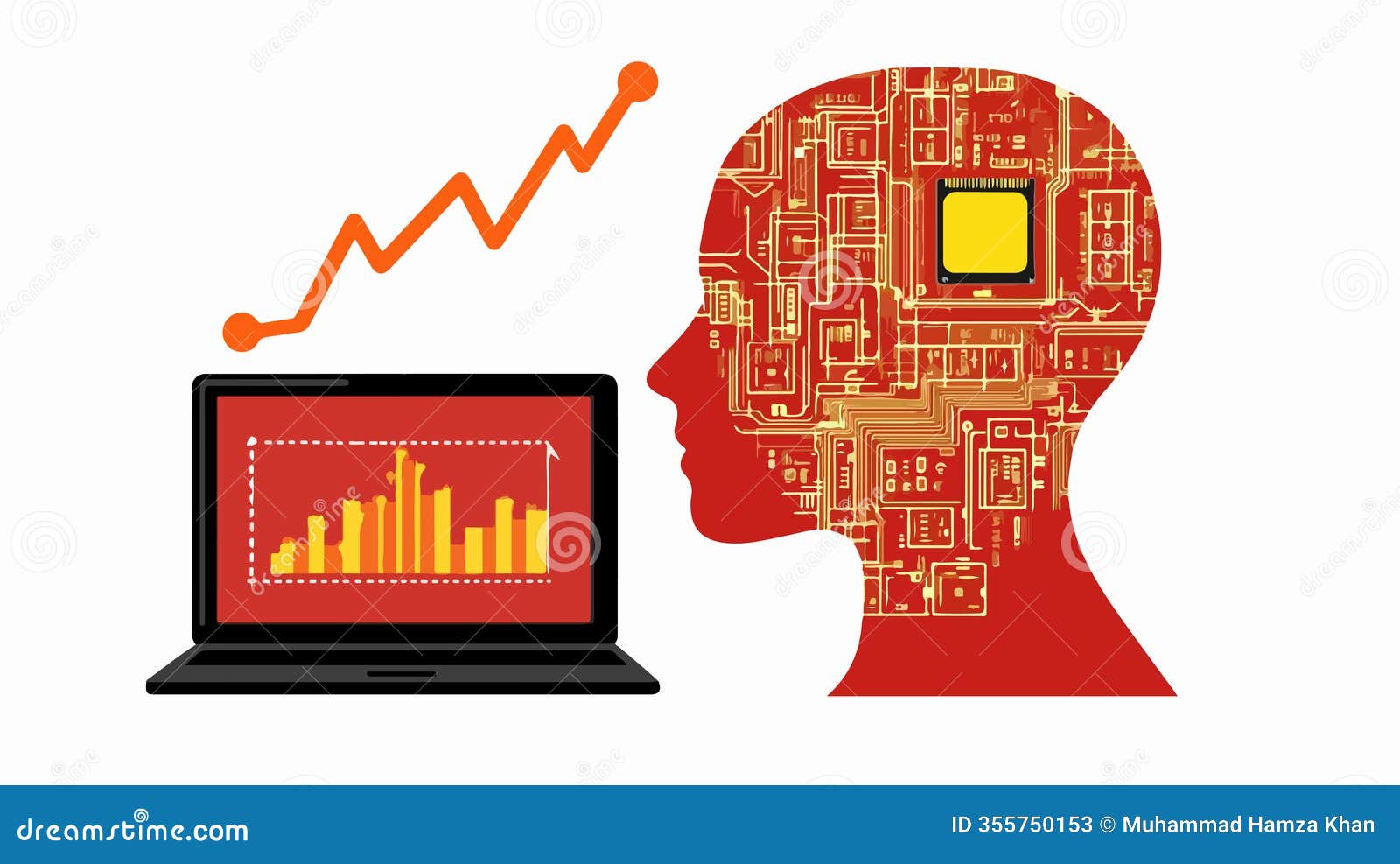 Revolutionizing Technology: Human Silhouette with AI Chip Inside for ...