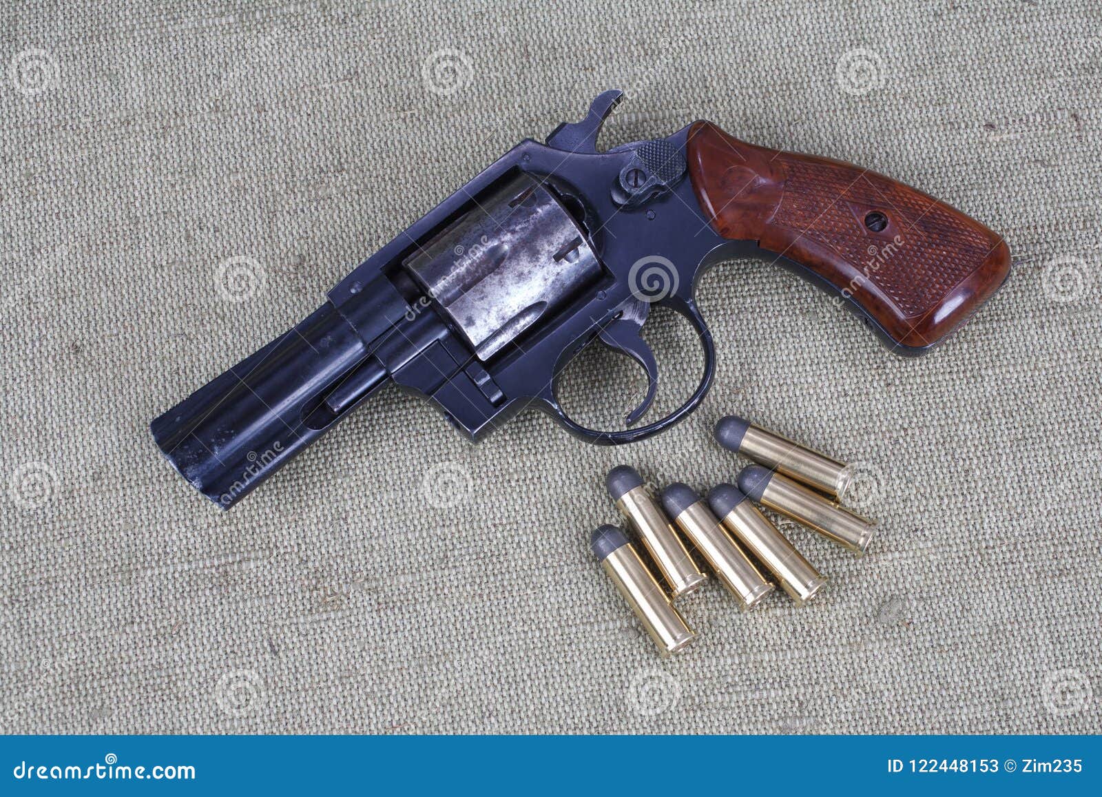 Revolver with ammunition stock image. Image of magnum - 122448153