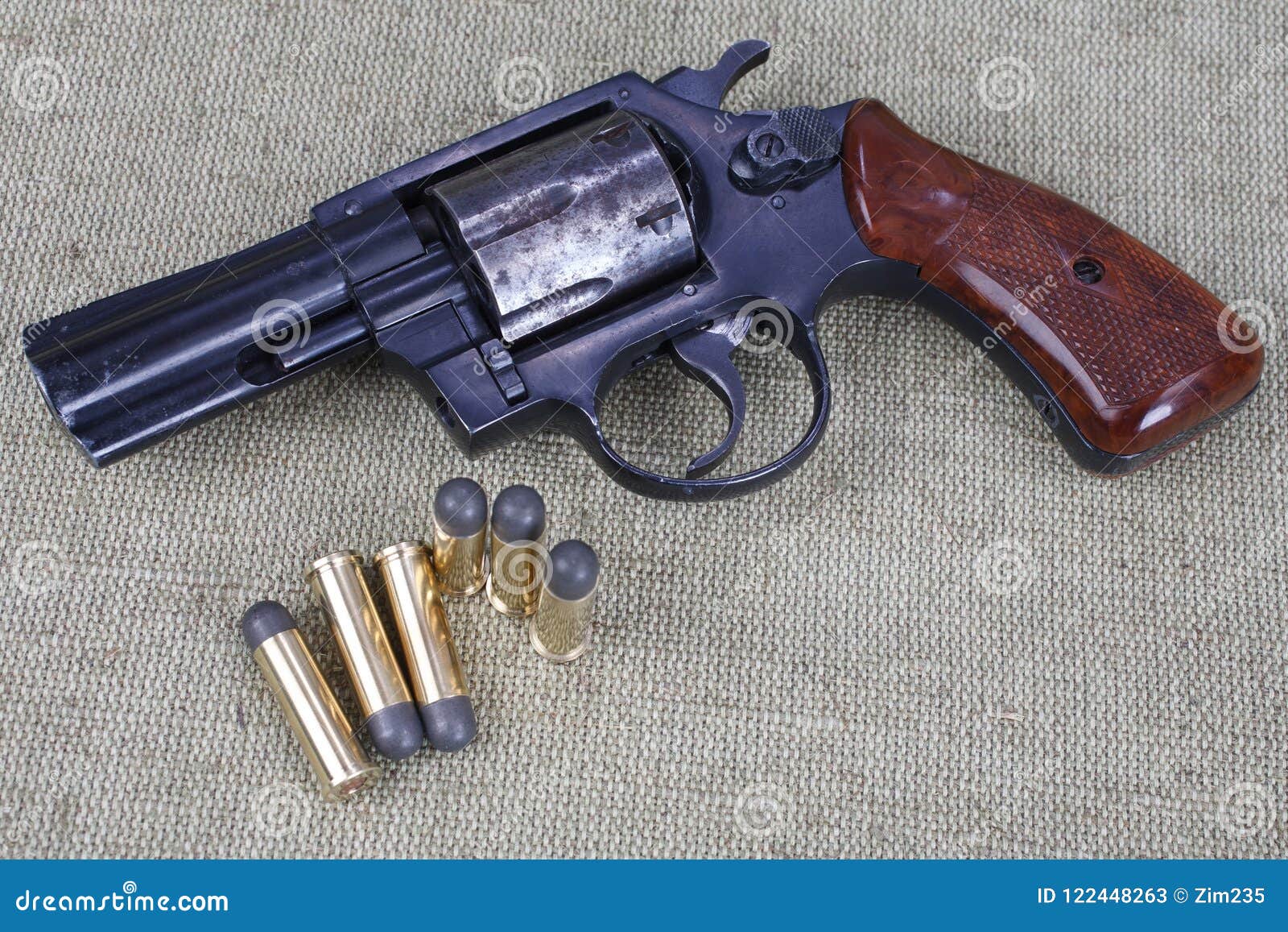 Revolver with ammunition stock image. Image of barrel - 122448263