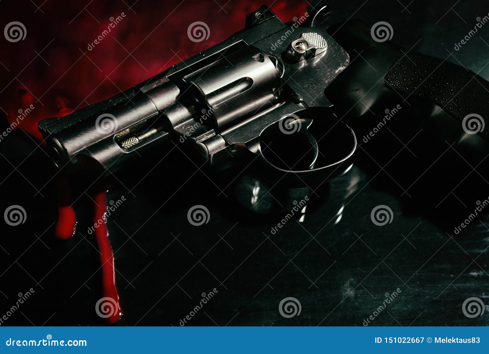 Revolver and Blood on Black Stock Image - Image of murder, ammunition ...