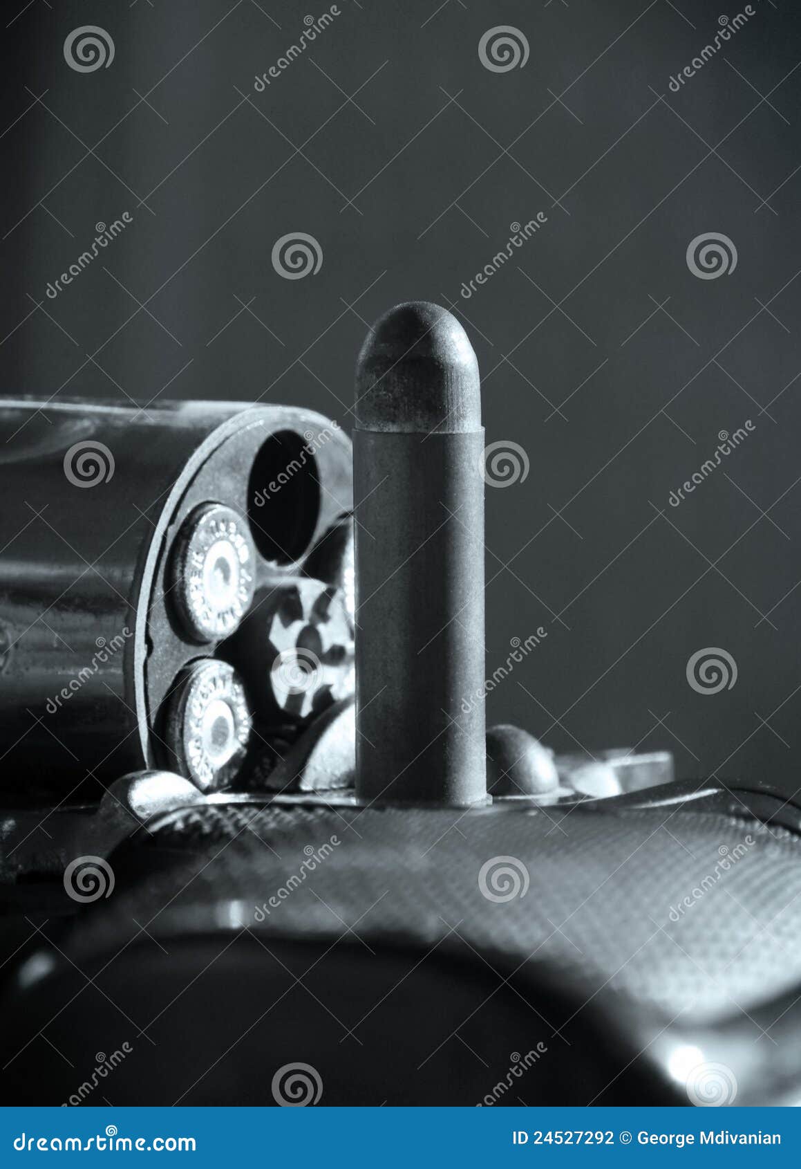 Revolver and bullet stock photo. Image of control, silver - 24527292