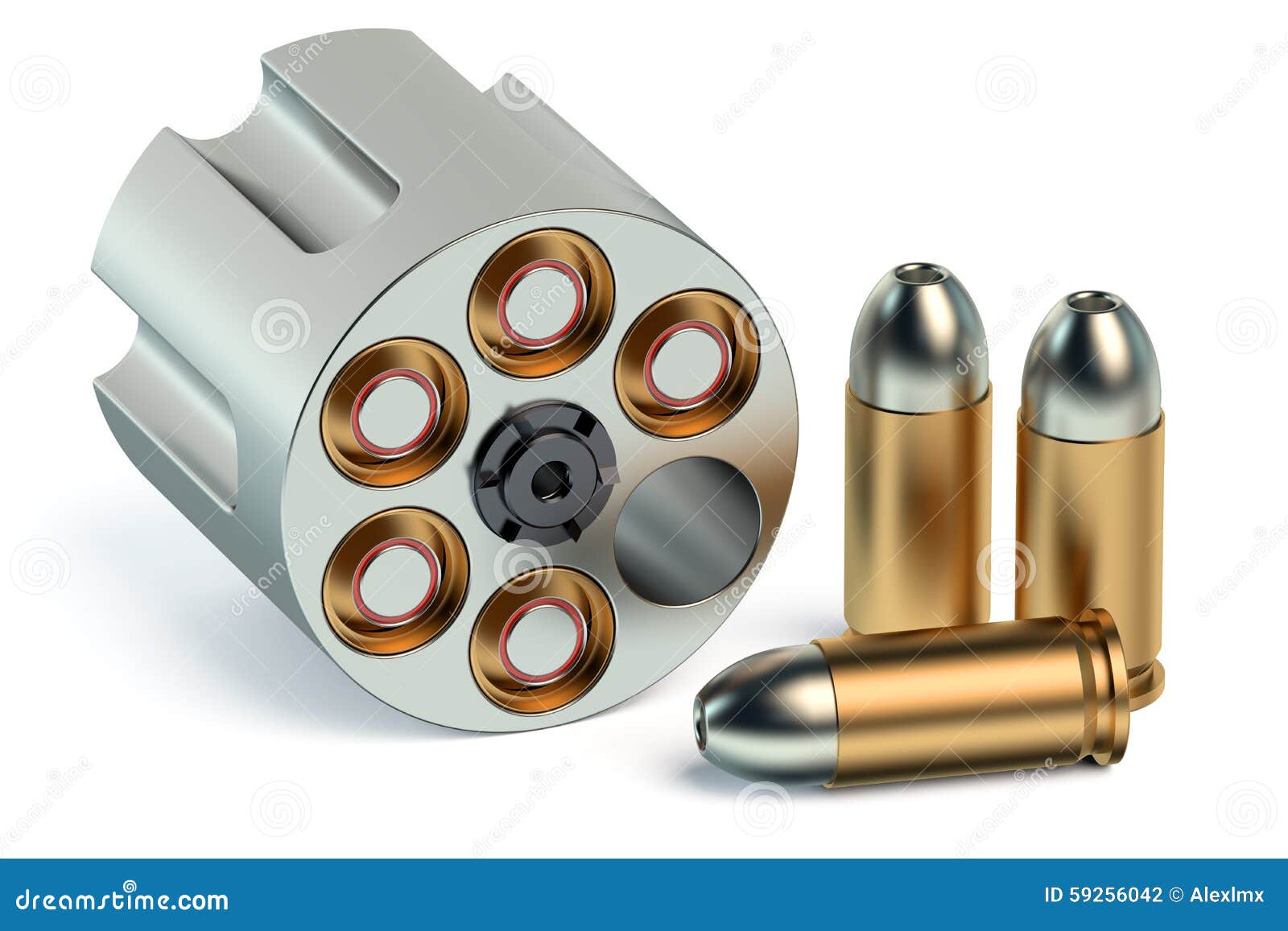 Revolver Cylinder with Bullets Stock Illustration - Illustration of ...