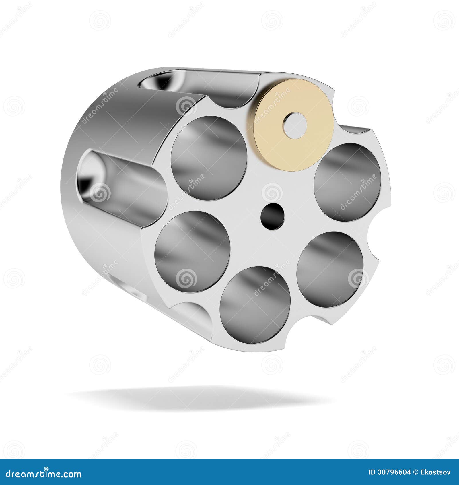 Revolver Cylinder with One Bullet Stock Illustration - Illustration of ...