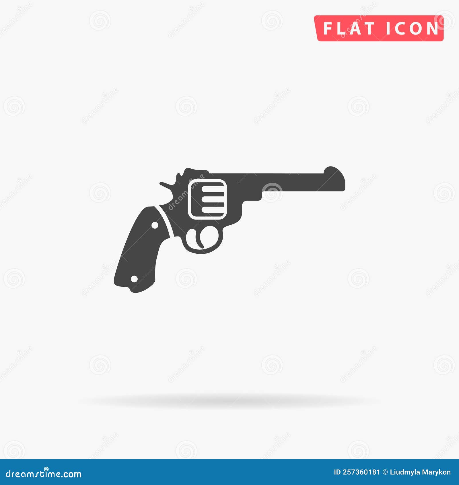Revolver flat vector icon stock vector. Illustration of firearm - 257360181