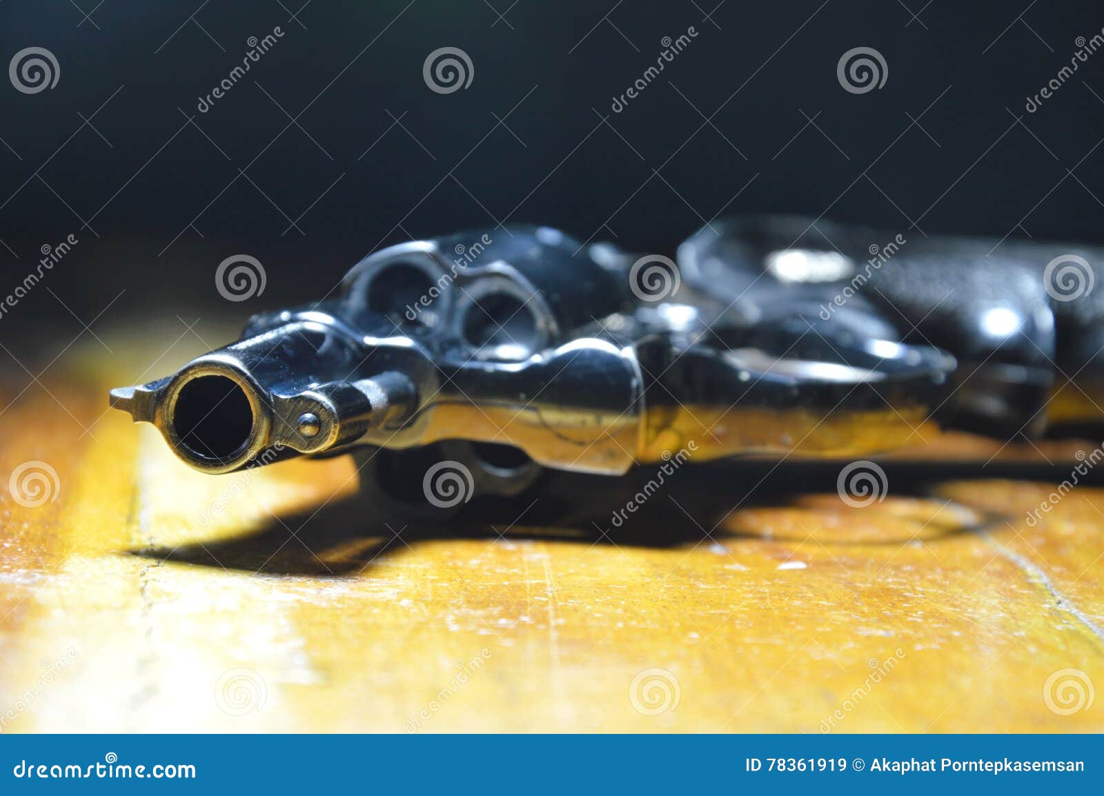 Revolver Gun on Wooden Table Stock Image - Image of carry, handgun ...