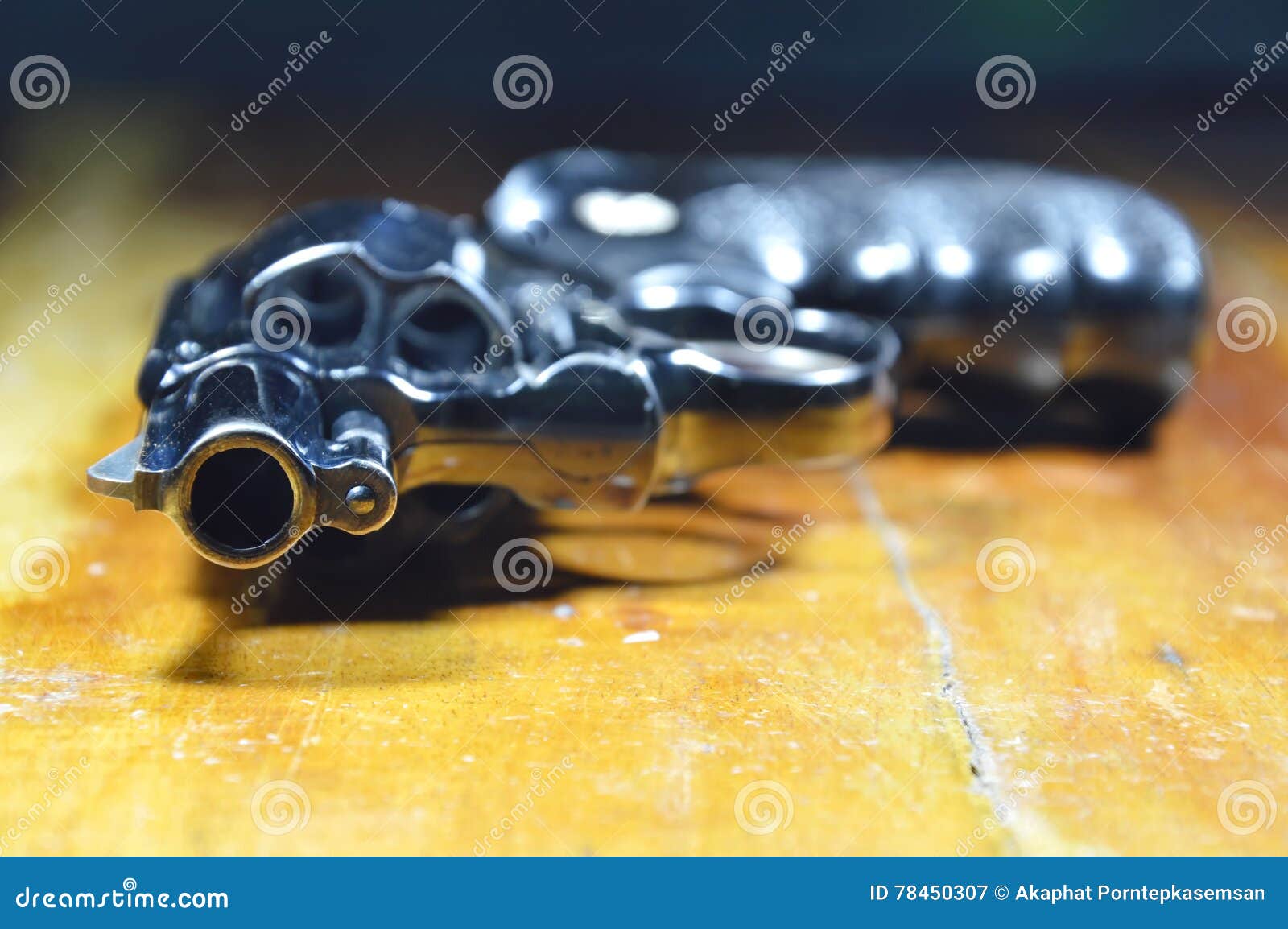 Revolver Gun on Wooden Table Stock Image - Image of tool, carry: 78450307