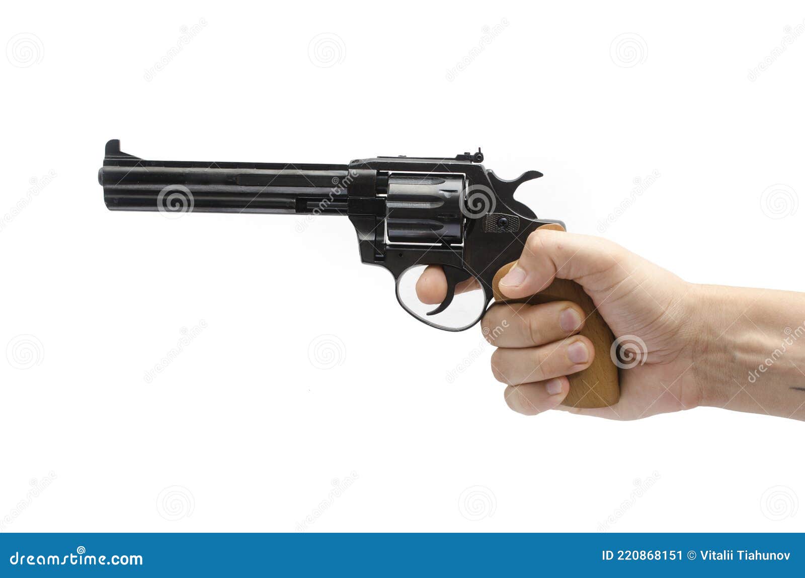Revolver in Hand Isolated on White Stock Image - Image of handle, hand ...