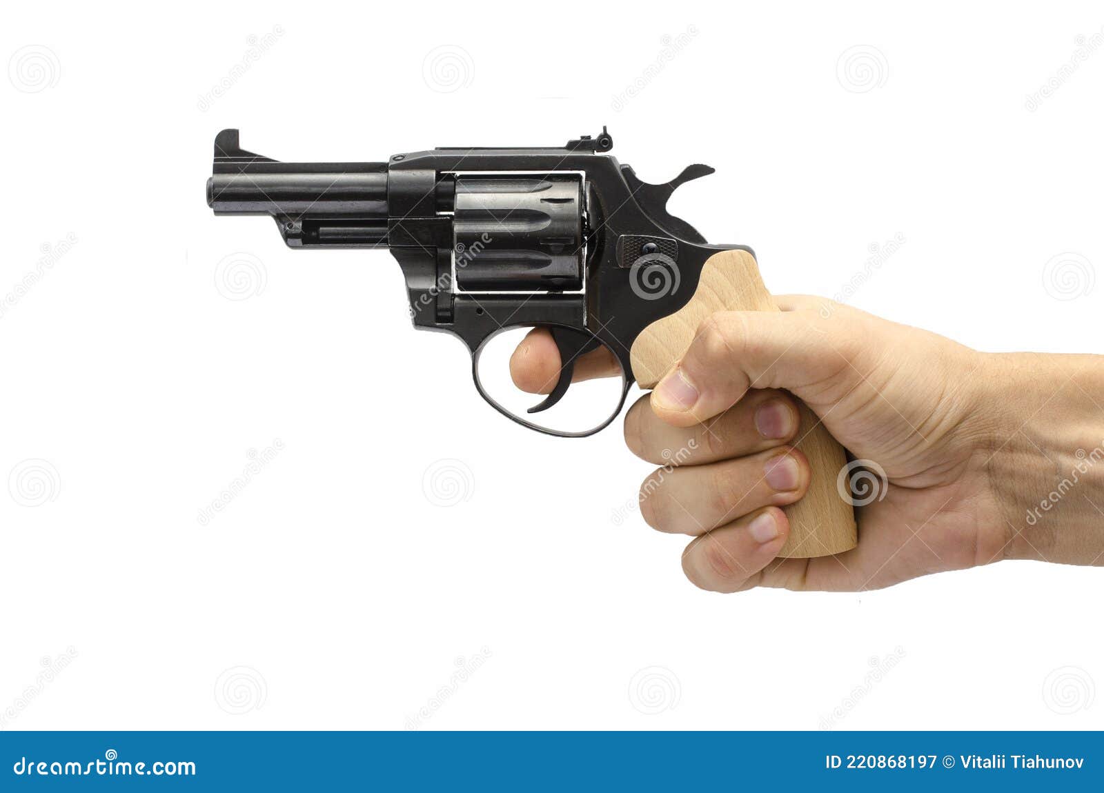 Revolver in Hand Isolated on White Stock Image - Image of steel ...