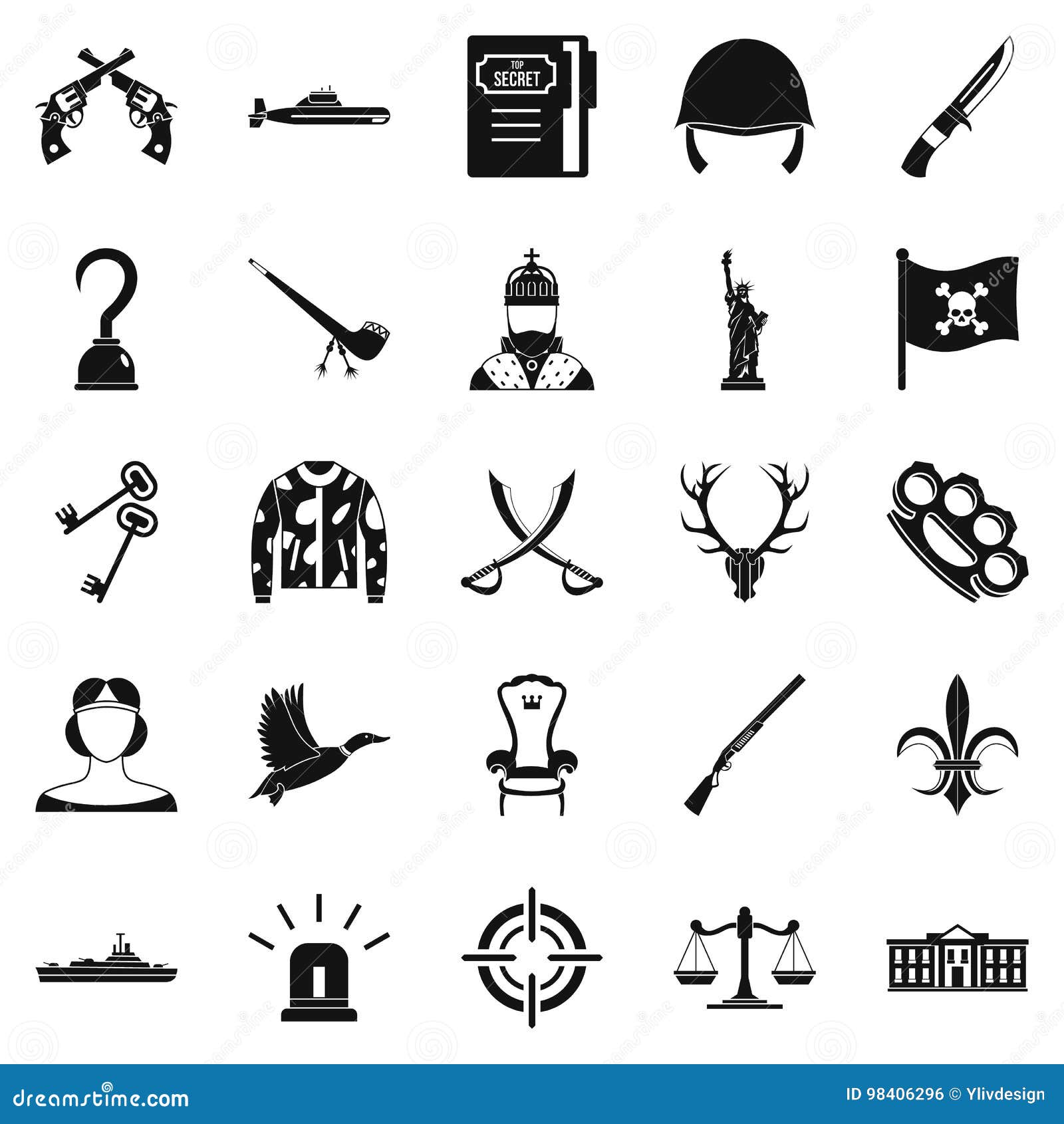 Revolver Icons Set, Simple Style Stock Vector - Illustration of crossed ...