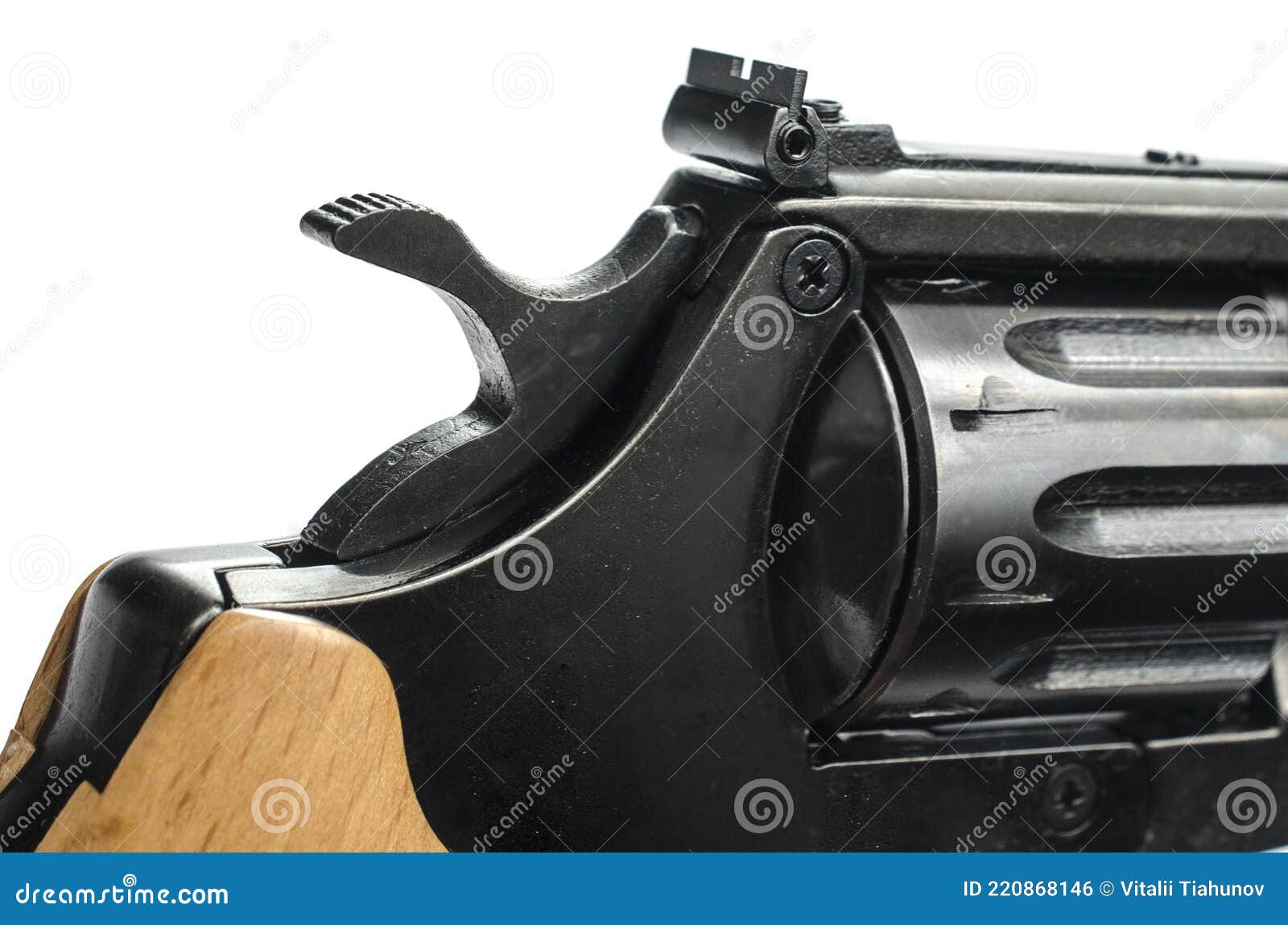 Revolver Mit Pistolentrommel Und Abzug Stockfoto - Bild von holz, weinlese: 220868146