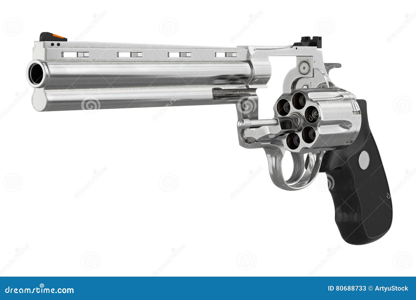 Revolver pistol chrome stock illustration. Illustration of revolver ...