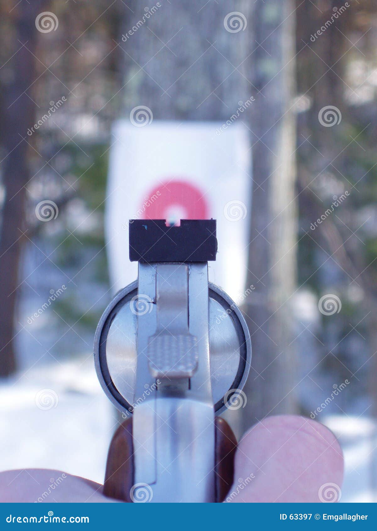 Revolver pointed at target stock image. Image of pistol - 63397