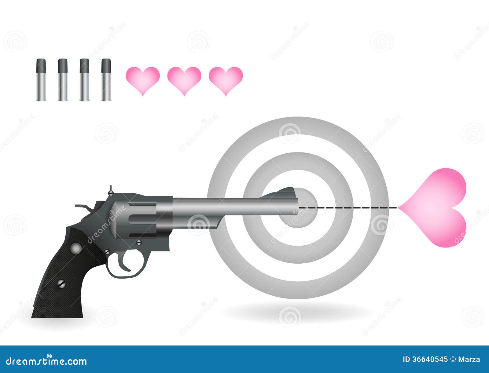 Revolver shooting hearts stock vector. Illustration of sign - 36640545