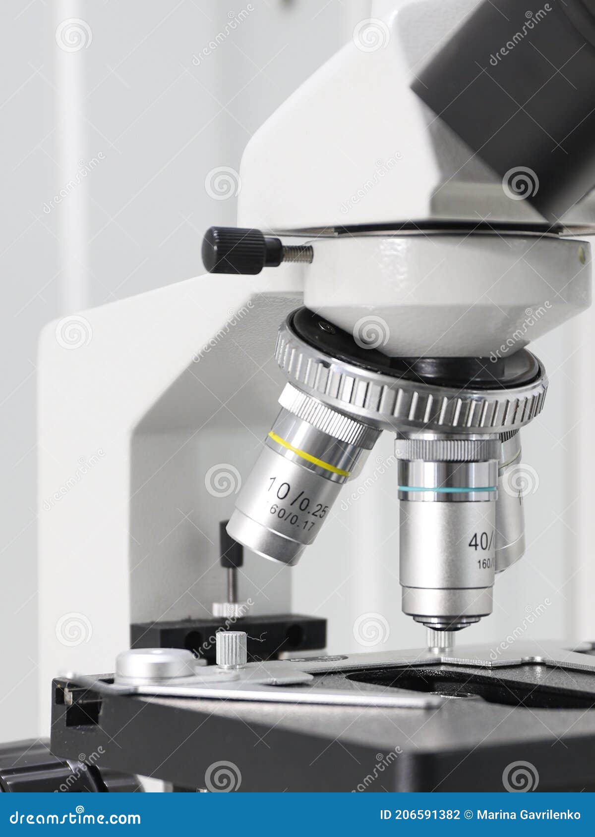 Revolver System of Biological Microscope Lenses in the Laboratory Stock ...