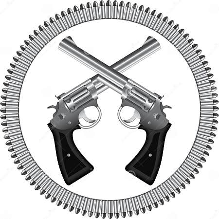 Revolvers and bullets stock illustration. Illustration of cross - 30810040