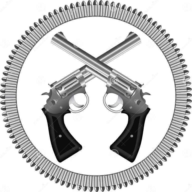 Revolvers and bullets stock illustration. Illustration of cross - 30810040