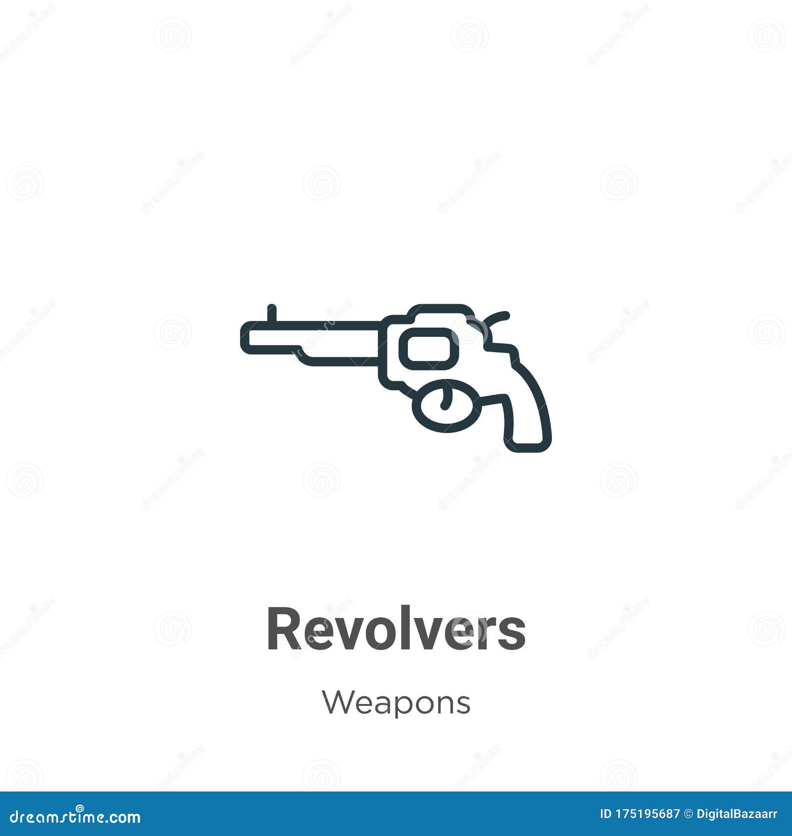 Revolvers Outline Vector Icon. Thin Line Black Revolvers Icon, Flat ...