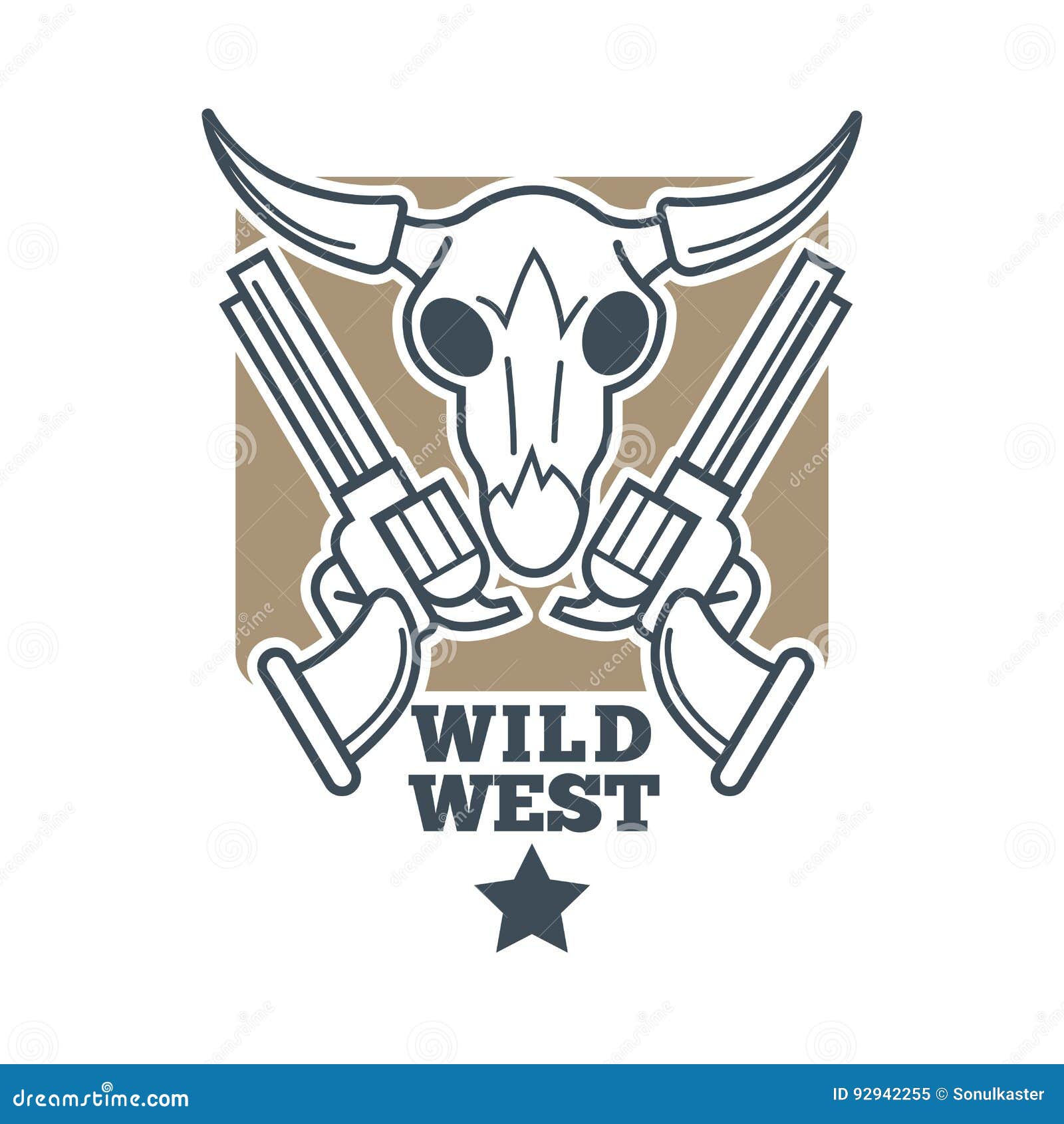 Revolvers and skull emblem stock vector. Illustration of outlaw - 92942255