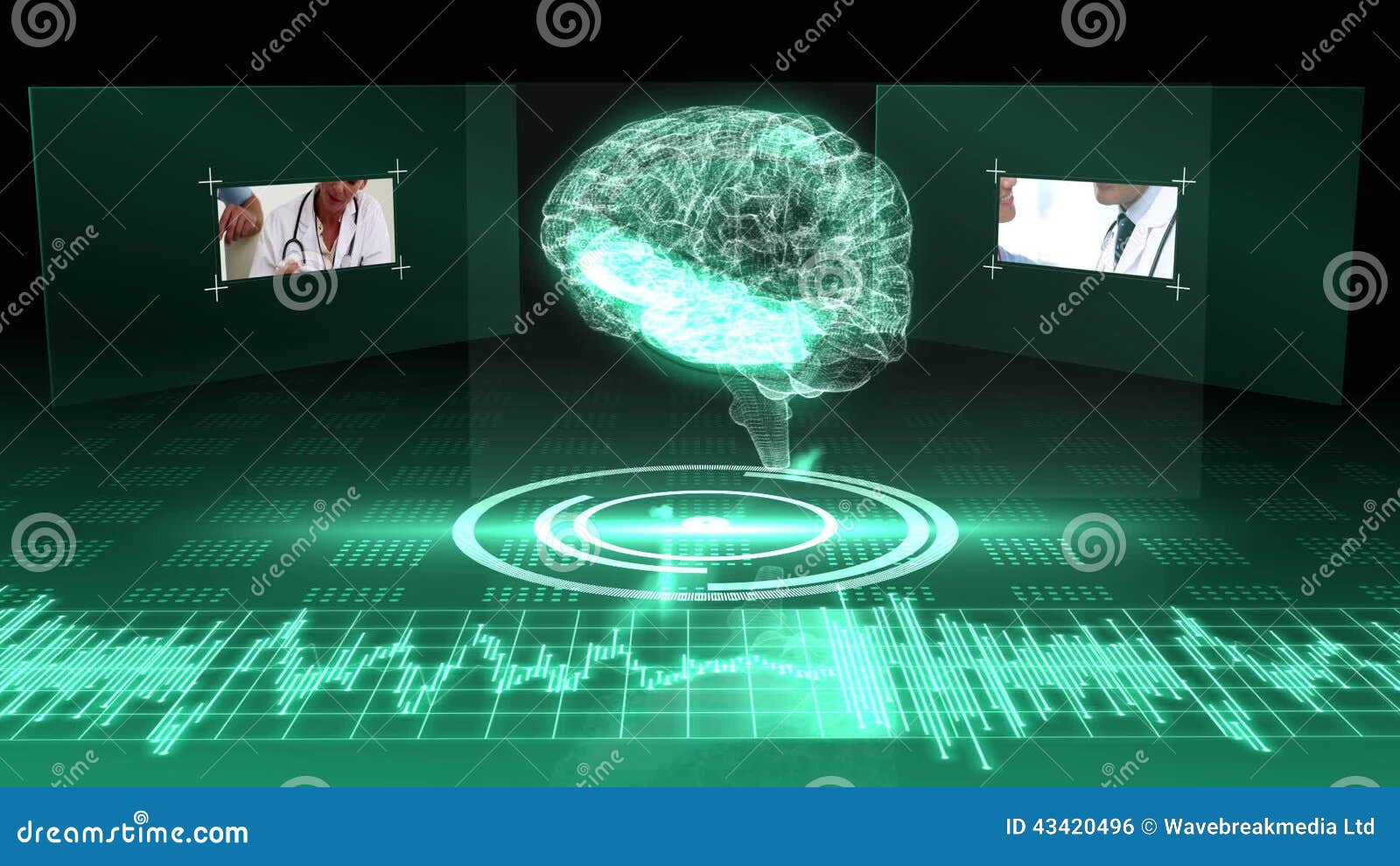 Revolving Transparent Human Brain Graphic with Interface Stock Footage ...