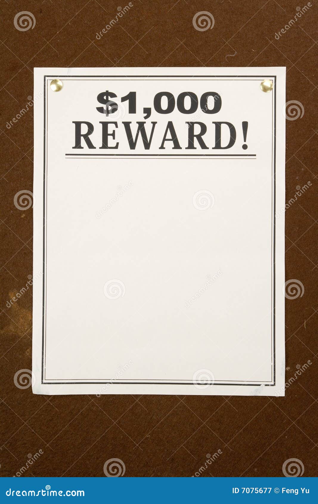 Reward poster stock image. Image of criminal, word, manhunt - 7075677