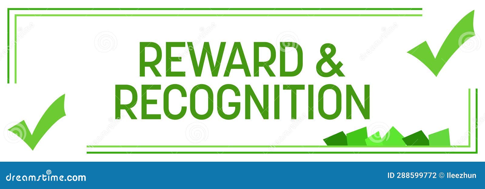 Reward and Recognition Green Borders Tick Marks Corner Horizontal Stock ...